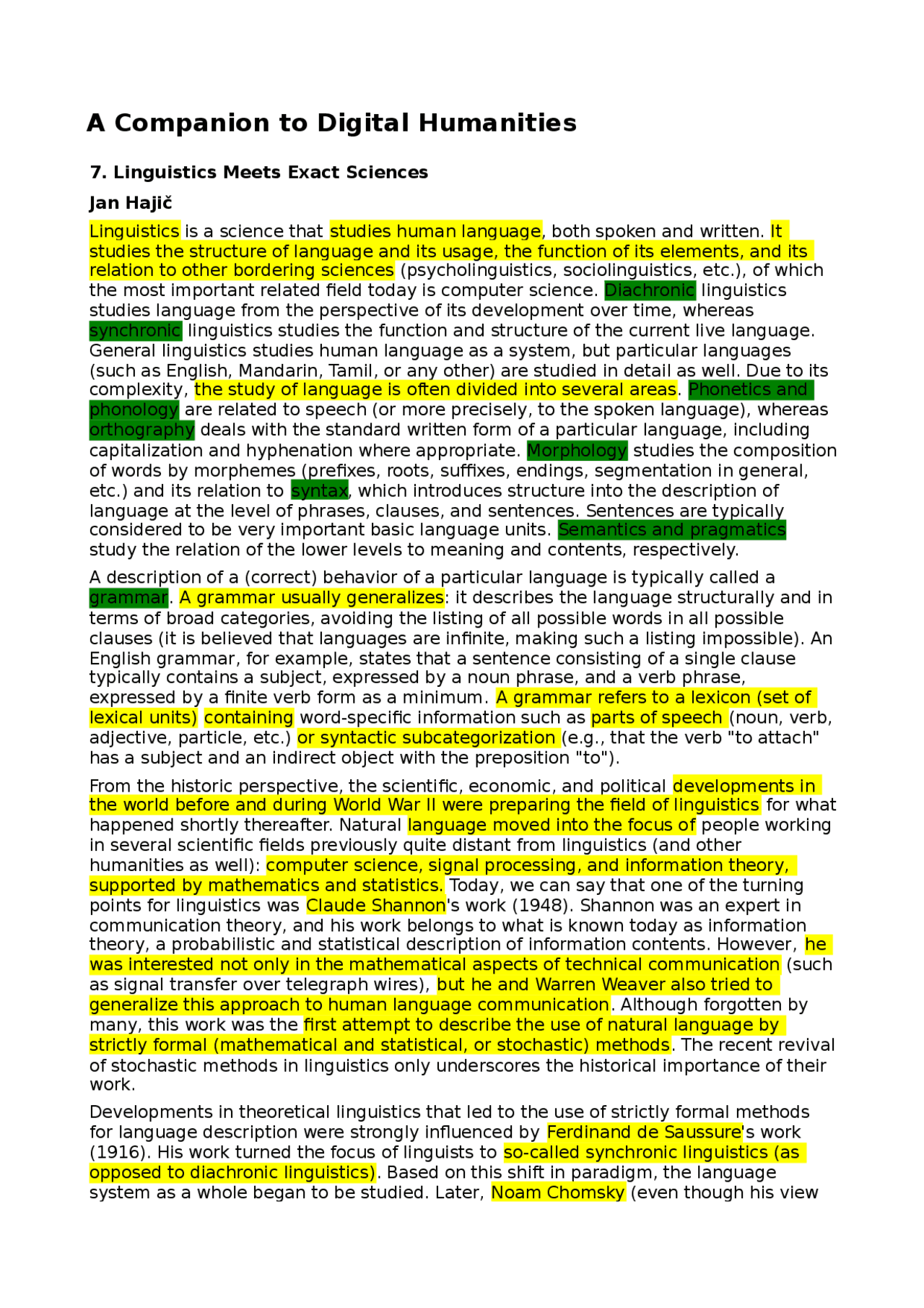 Linguistic Meet Exact Sciences Docsity