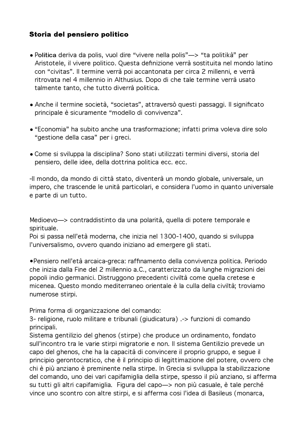 Storia Del Pensiero Politico Docsity
