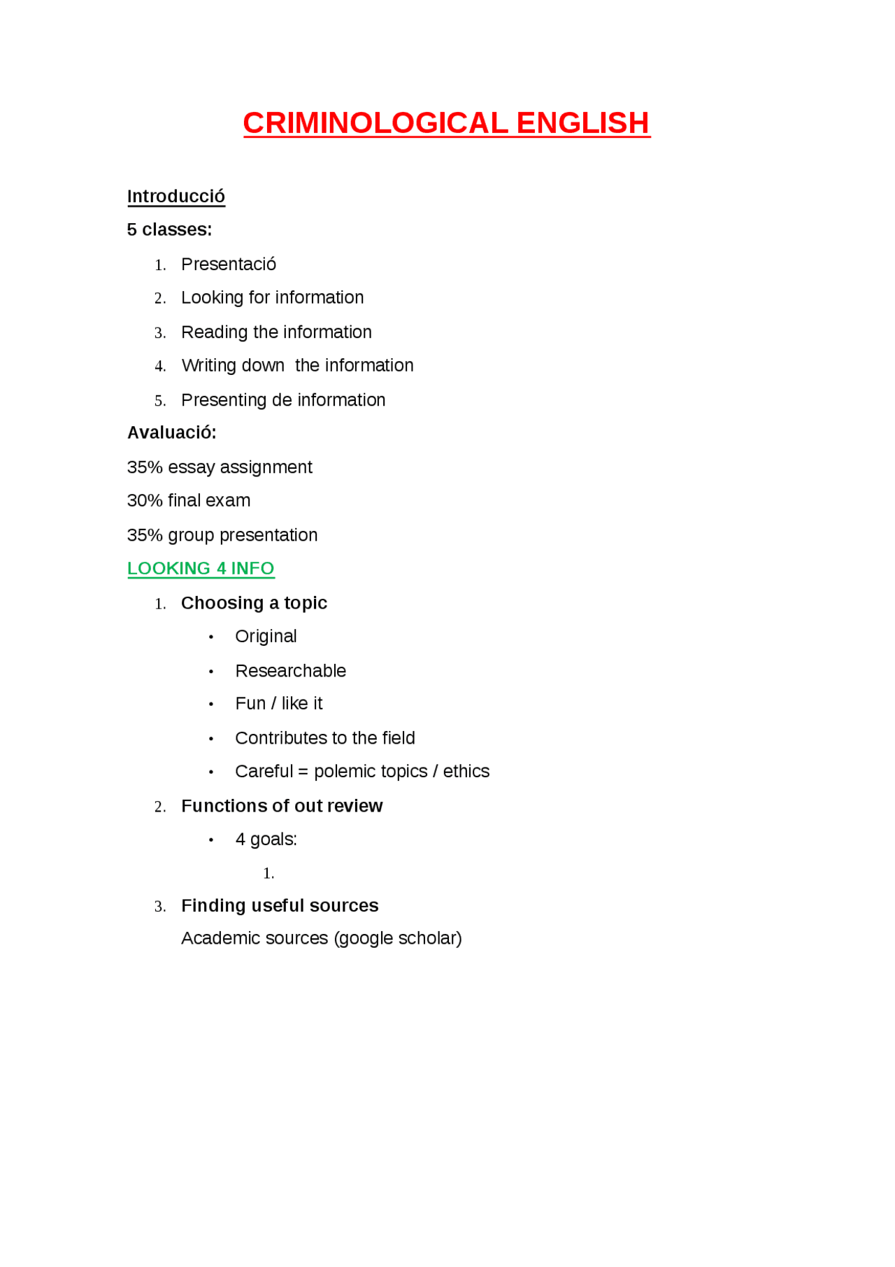 Criminological English Docsity