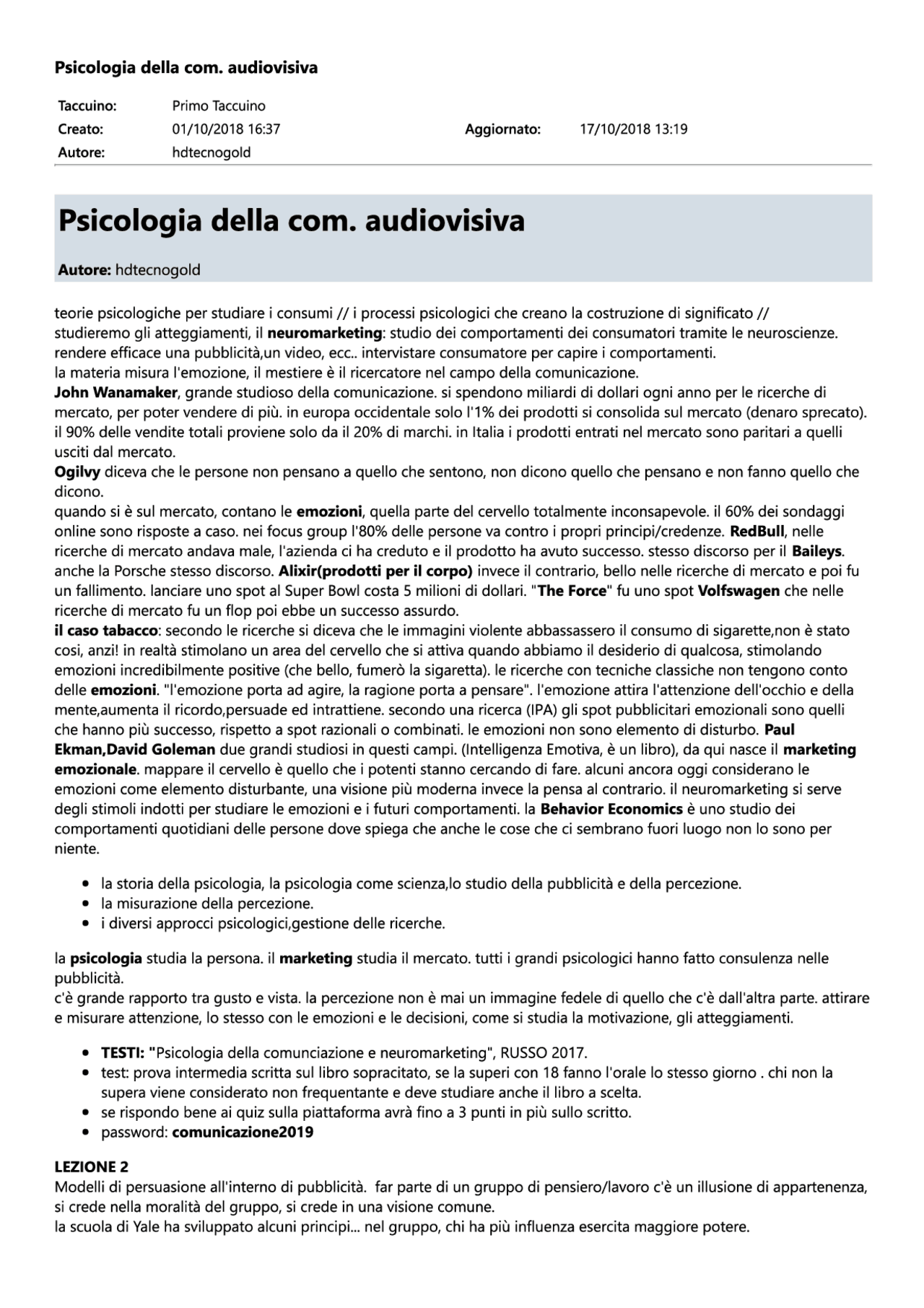 Psicologia Della Comunicazione E Neuromarketing Docsity