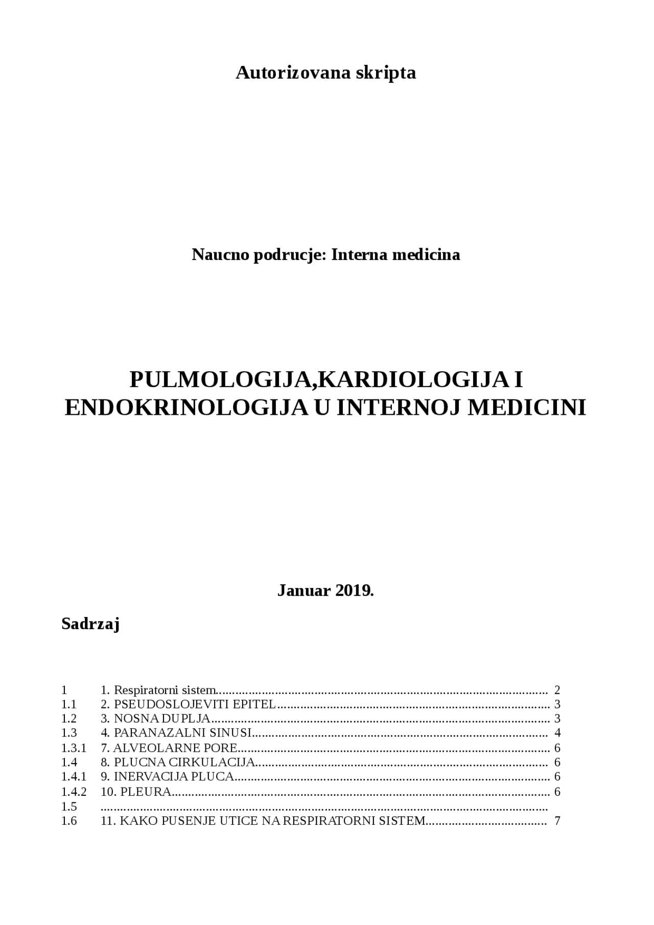 Skripta Iz Interne Medicine 1 Rezime Predlog Interna Medicina Docsity