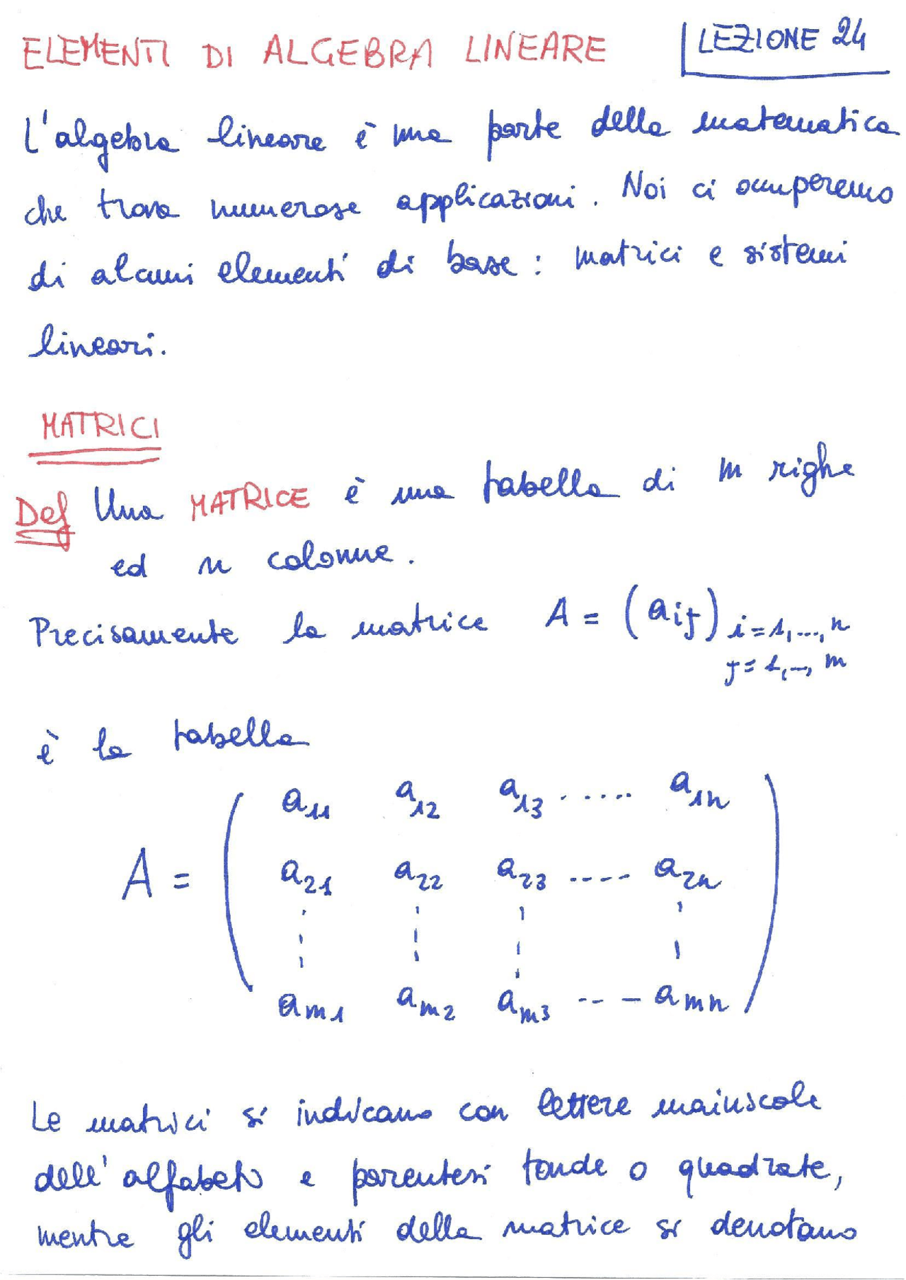 Matematica generale : le matrici - Docsity