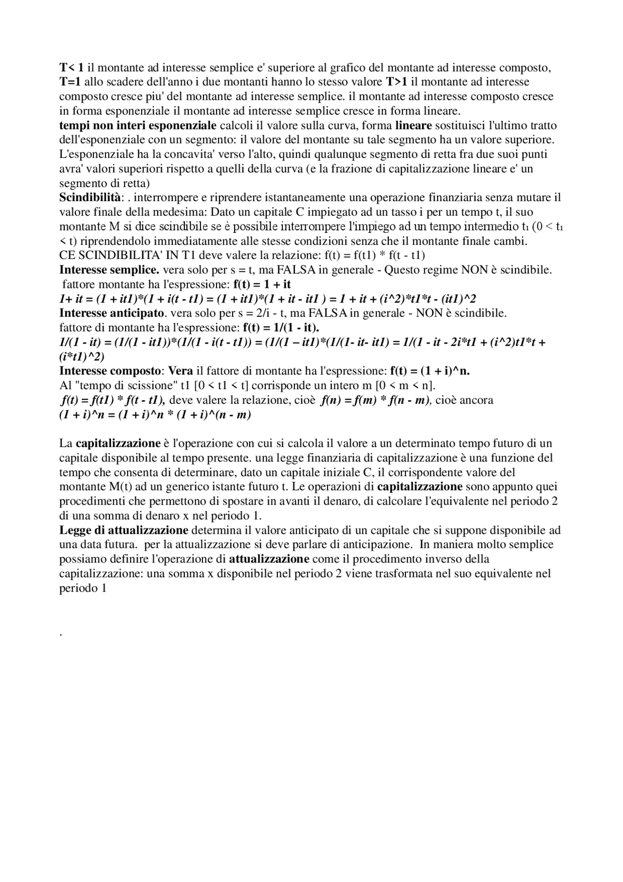 Teoria e Formule Matematica Finanziaria - Docsity