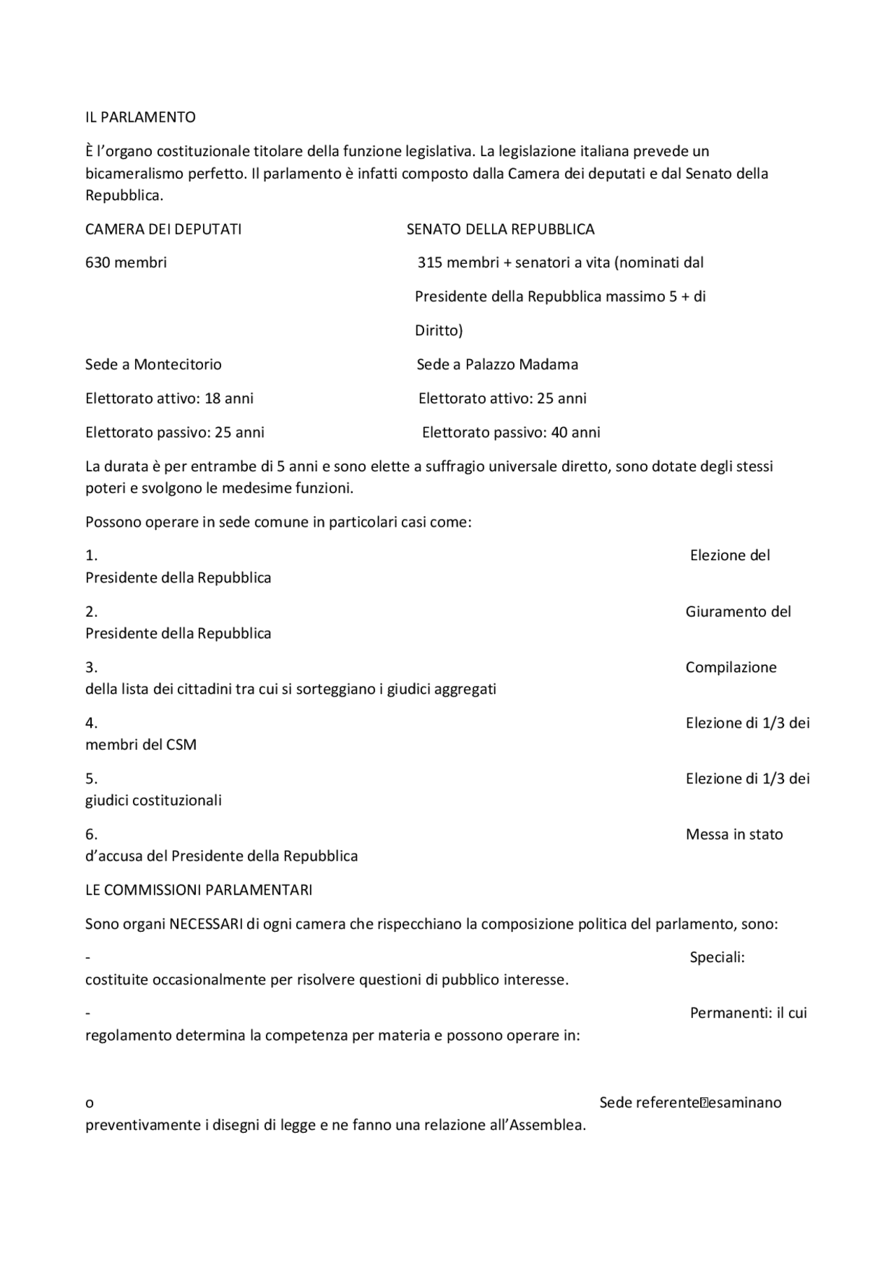 Le Funzioni Del Parlamento Docsity