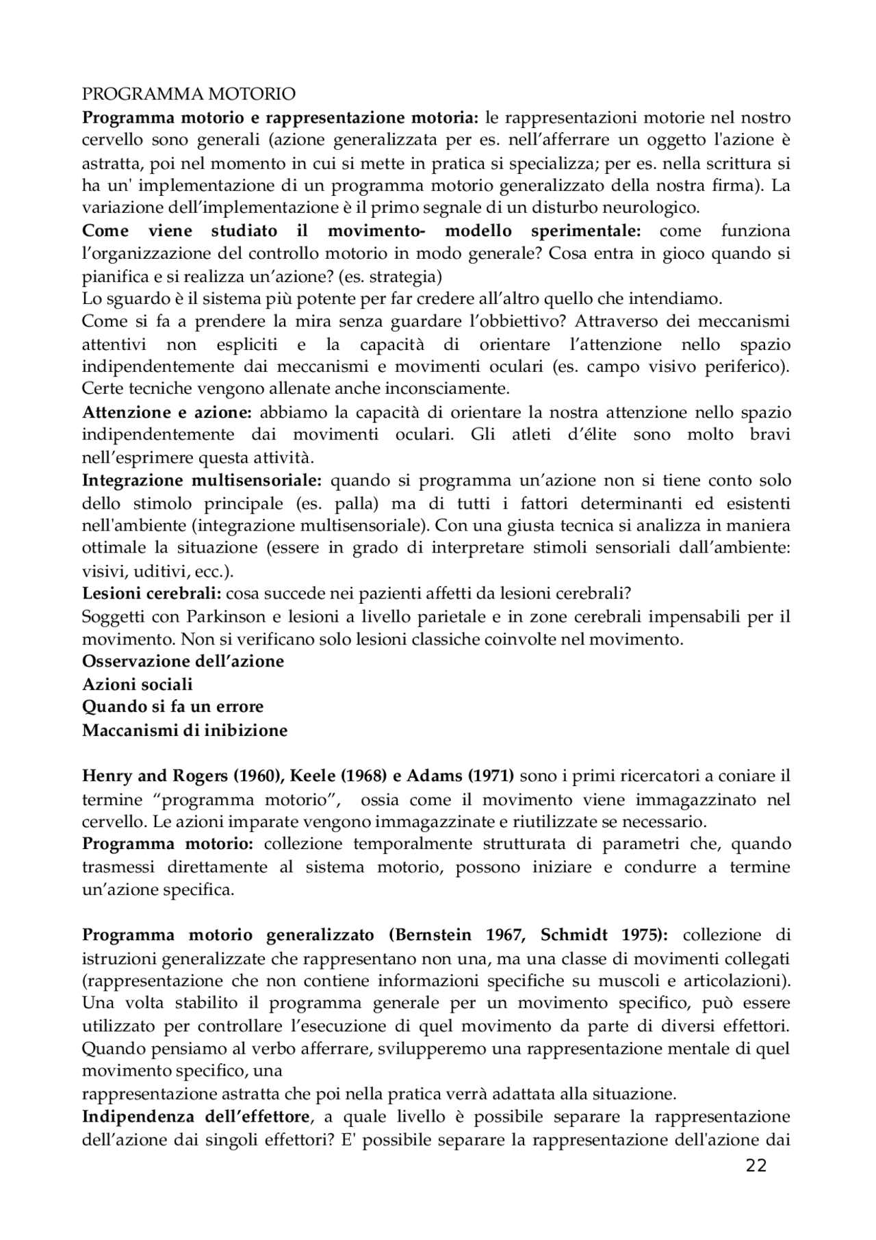 Appunti Di Controllo Motorio Appunti Di Scienze Motorie Docsity