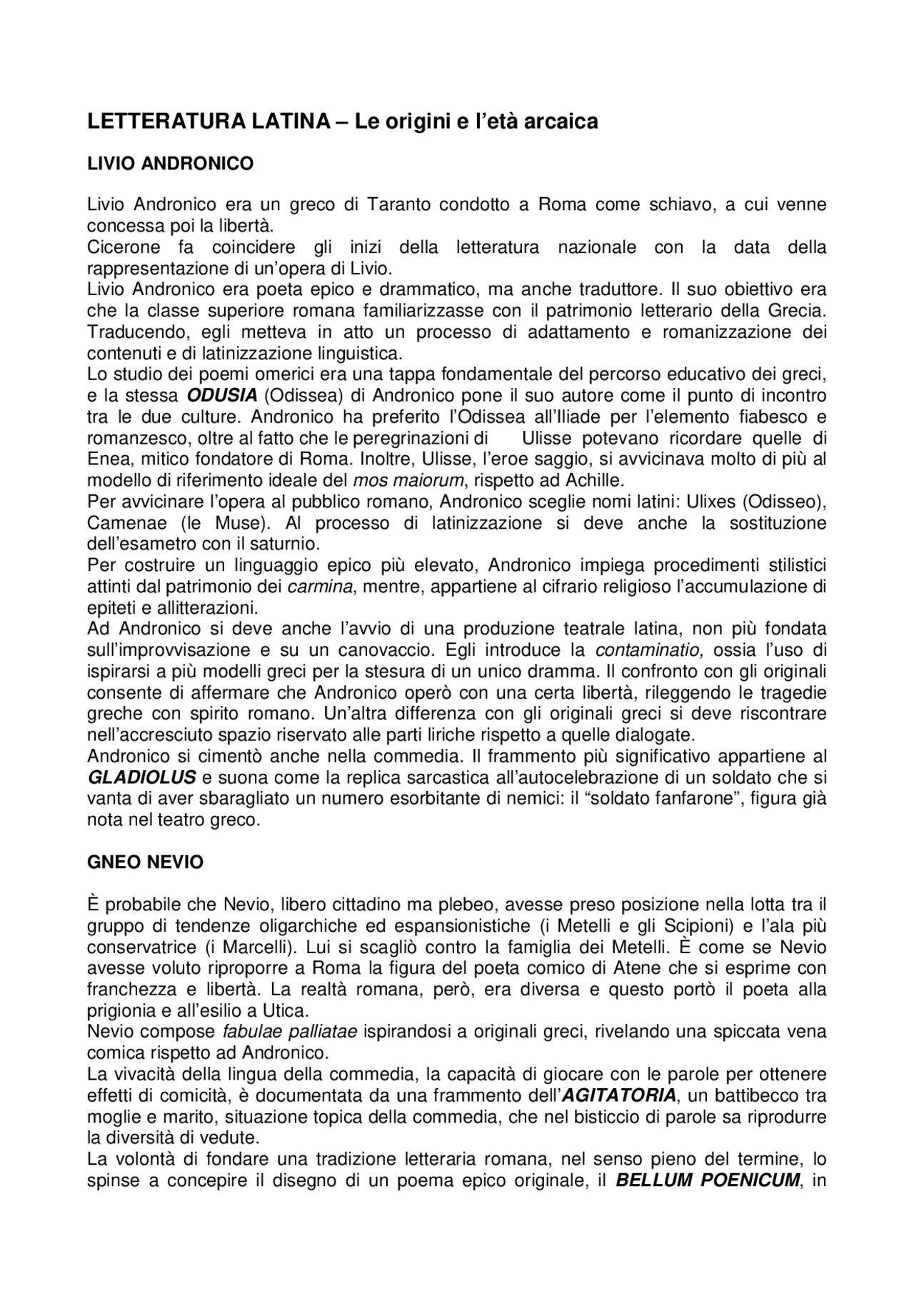 Riassunto Di Letteratura Latina Docsity