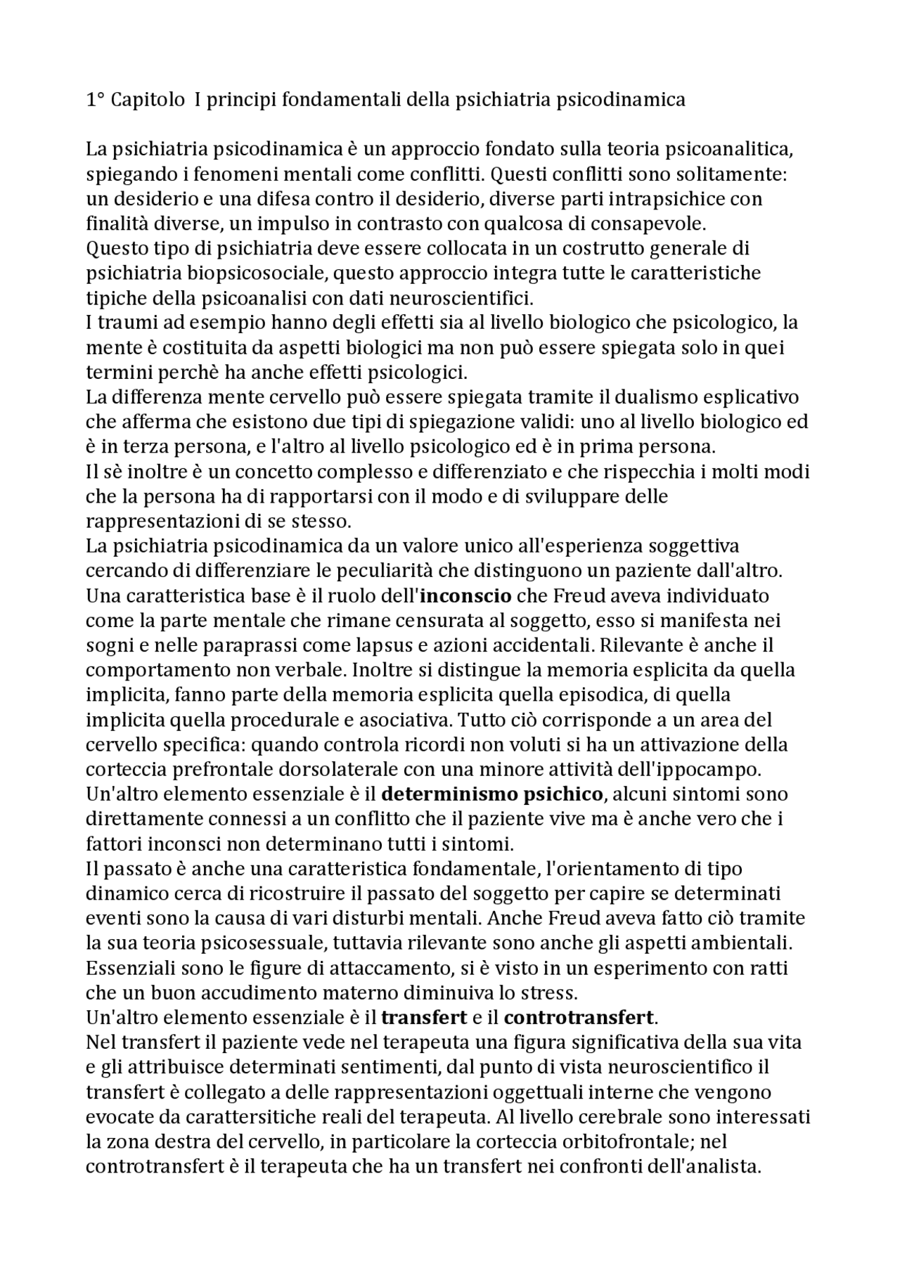 Psichiatria E Psicodinamica Docsity
