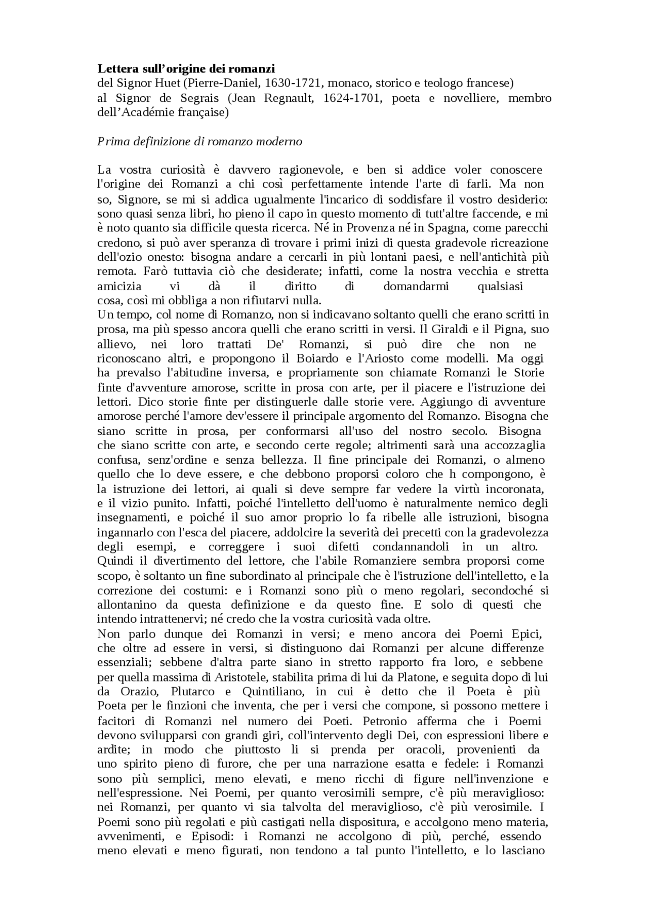 Definizione Di Romanzo Docsity