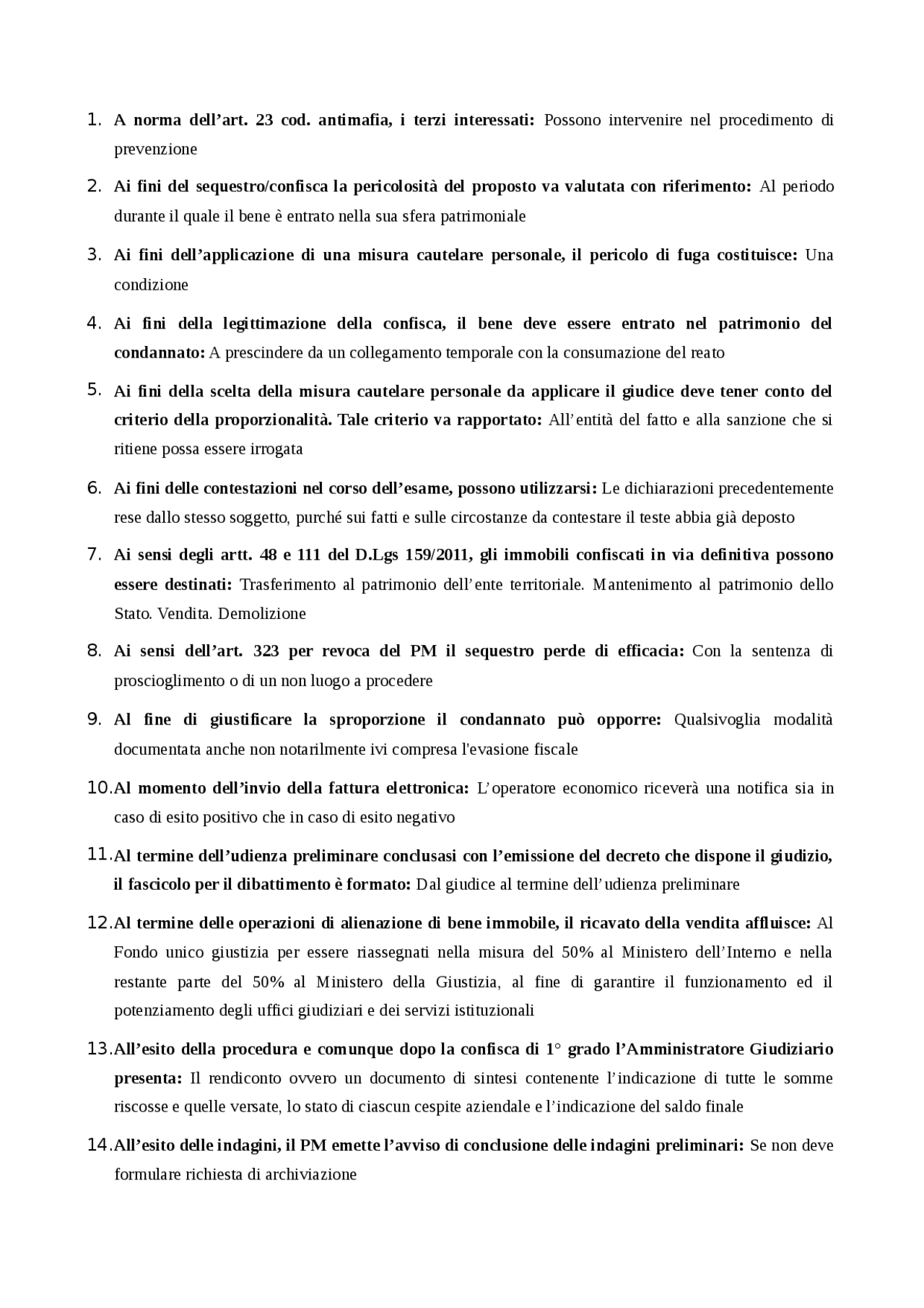 Test Procedura Penale Unipegaso Docsity