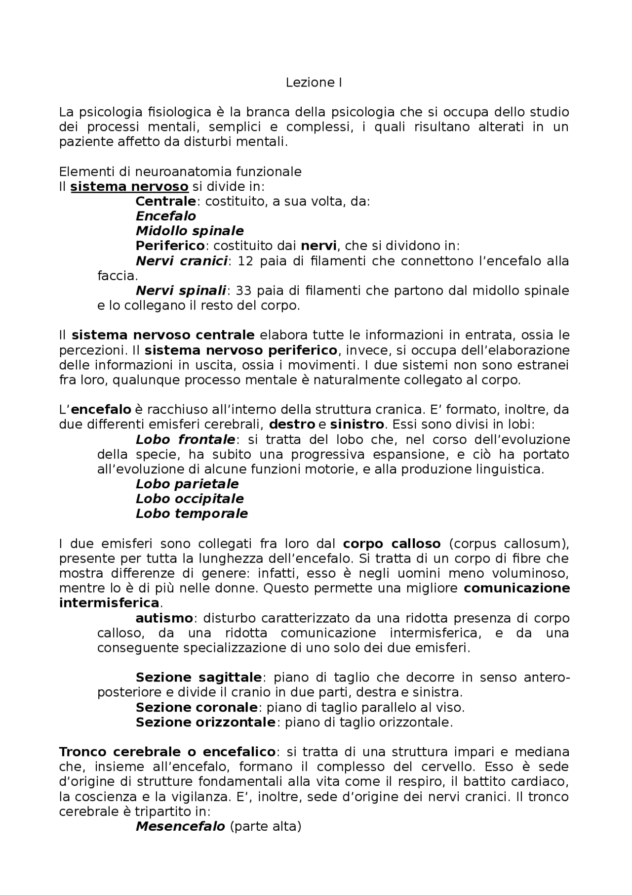 Lezioni Di Psicologia Fisiologica Docsity