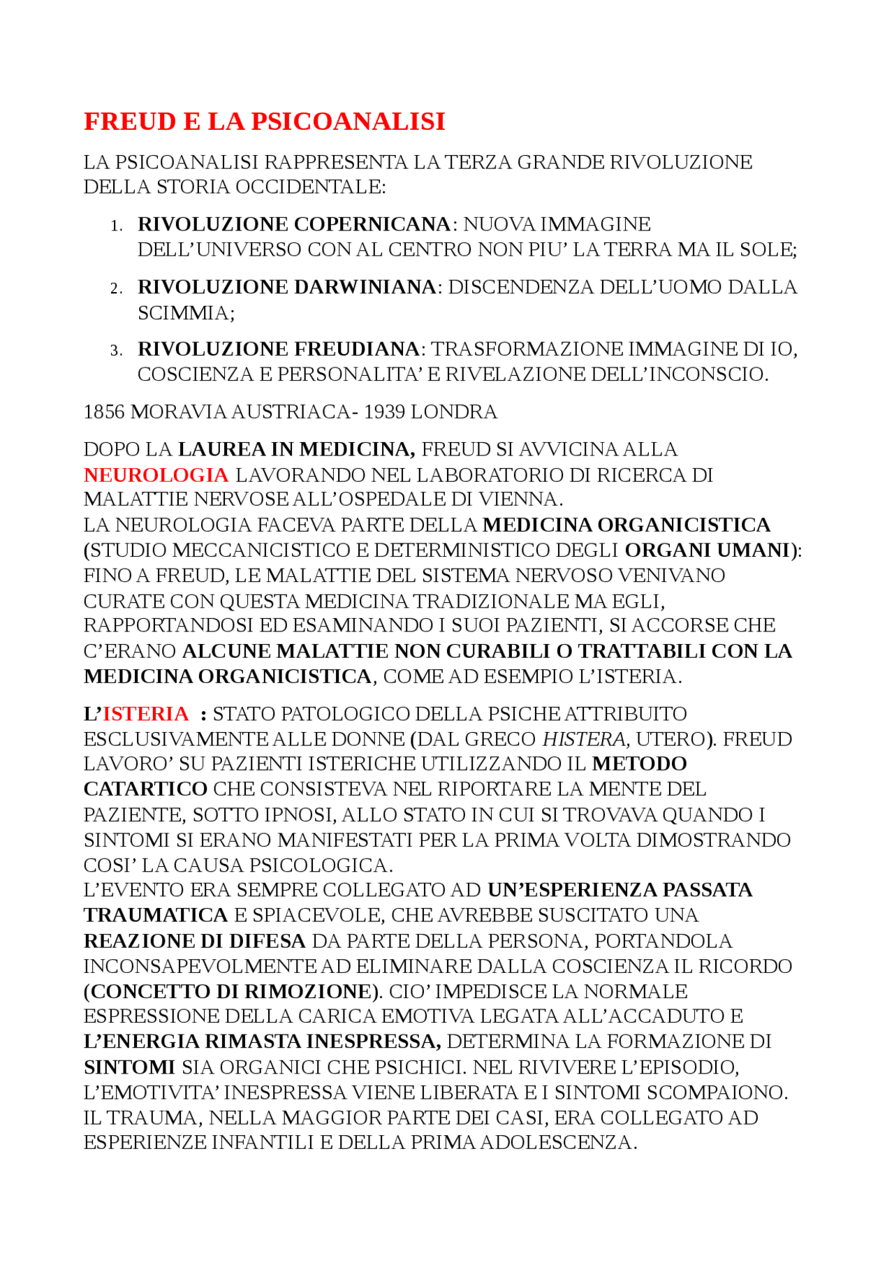 Freud E La Psicoanalisi Docsity