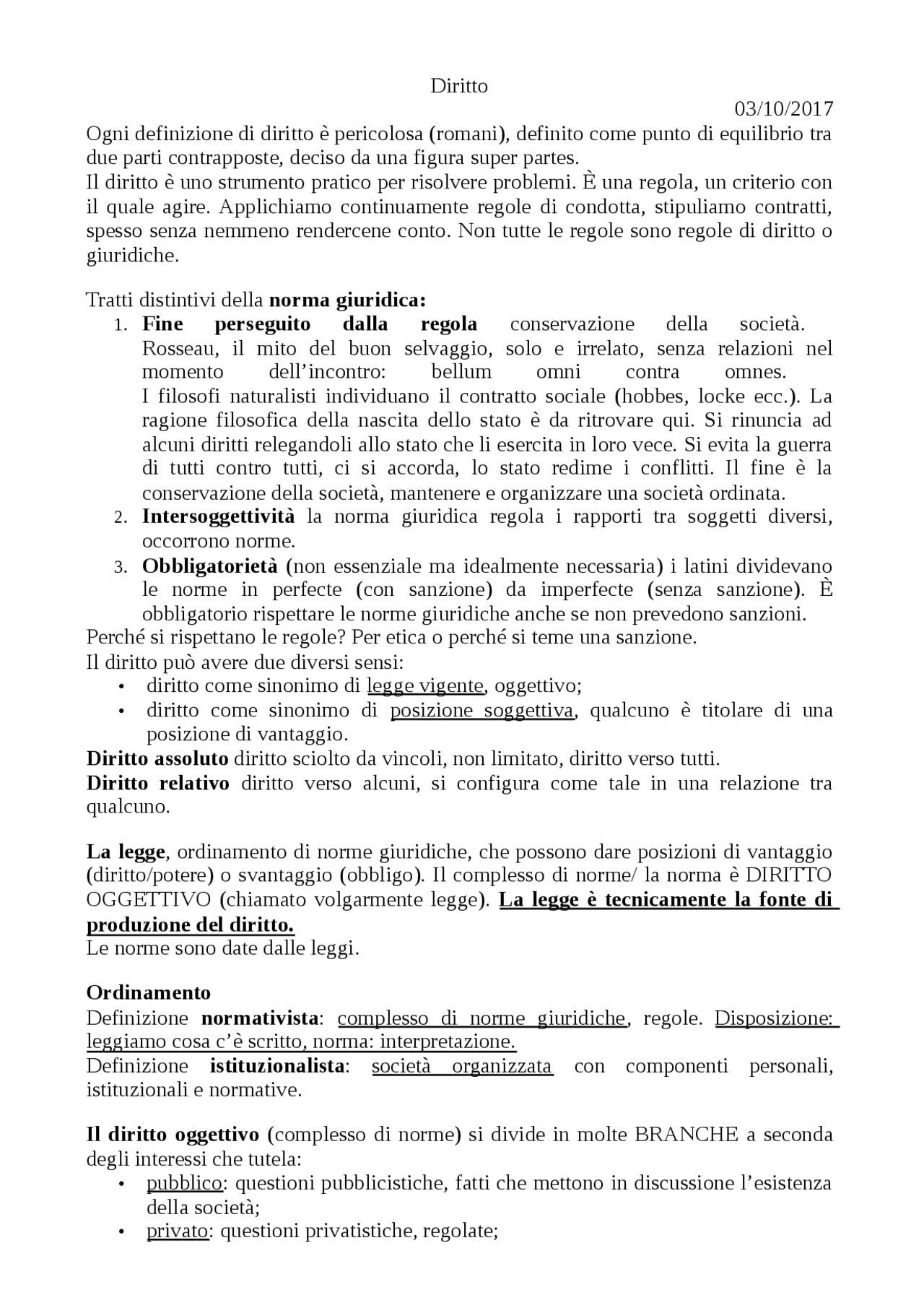 Diritto Per Le Scienze Motorie Docsity