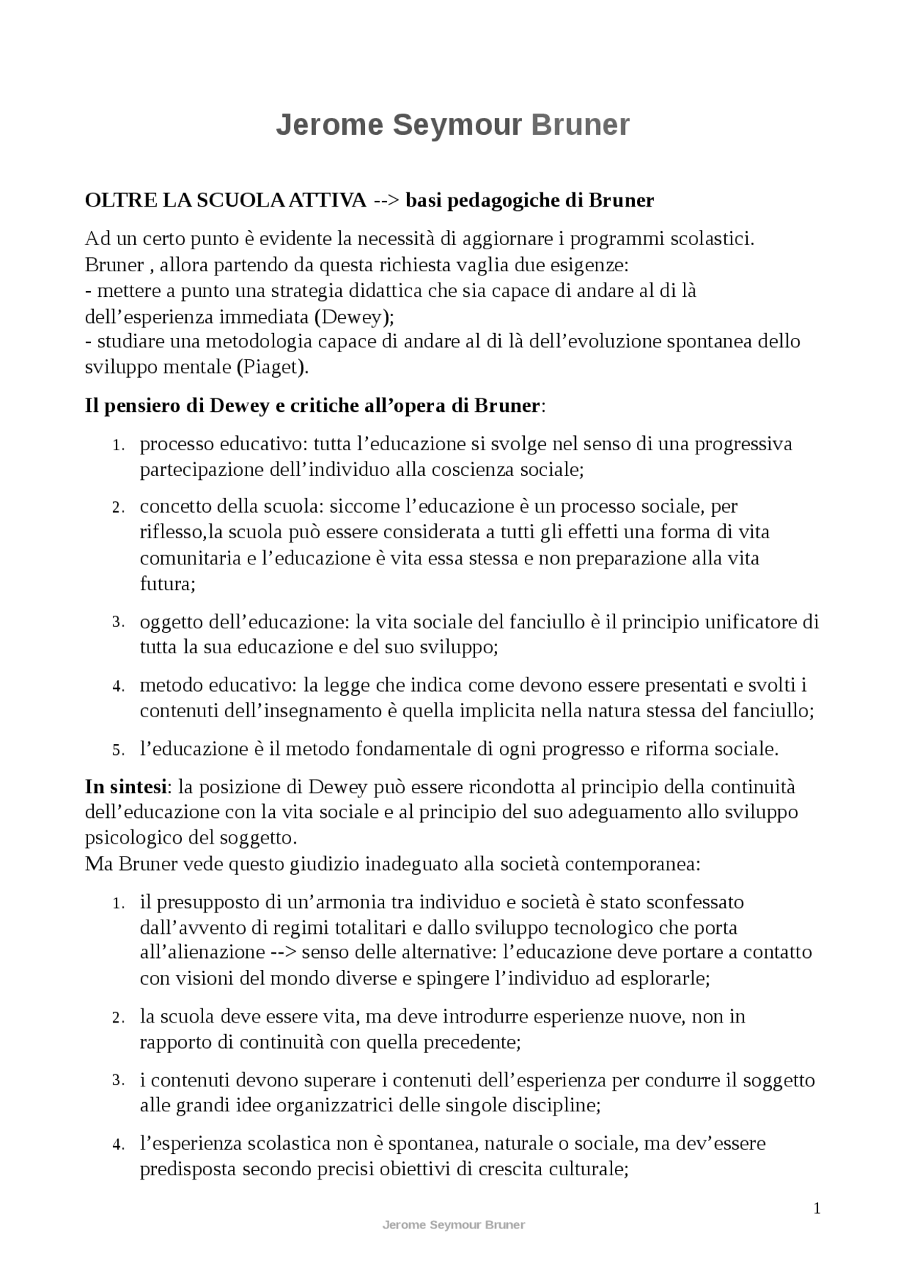 Jerome Seymour Bruner - Docsity