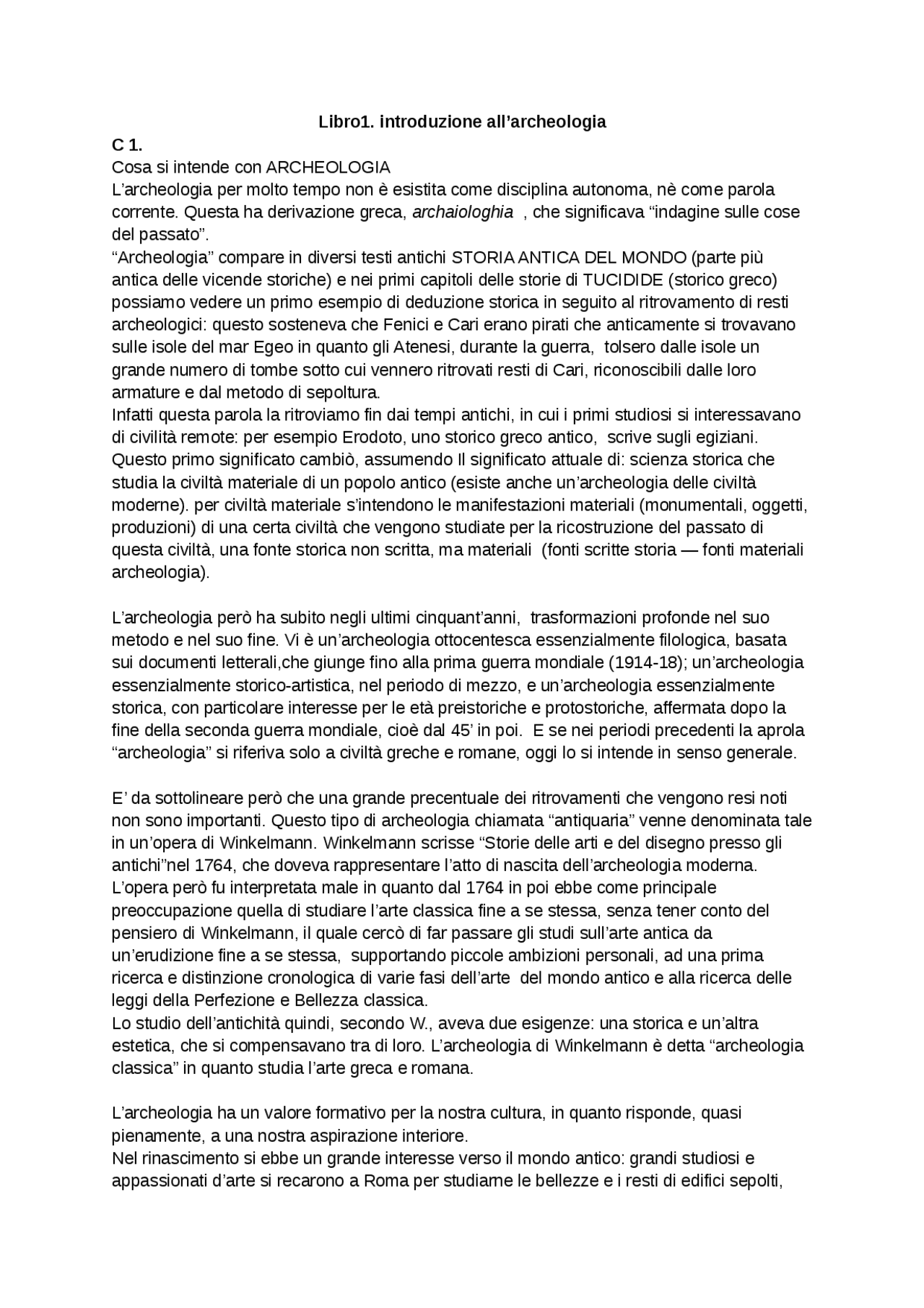 Riassunto Introduzione Allarcheologia Docsity