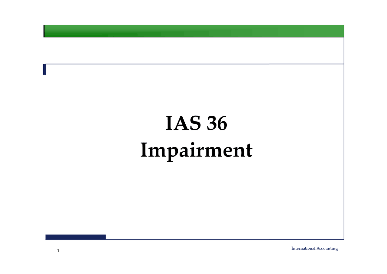 IAS 36 - IMPAIRMENT TEST - Docsity