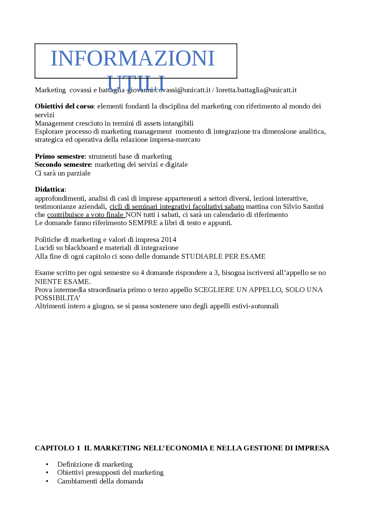 Riassunti Di Marketing Primo Semestre Con Prof Covassi Docsity