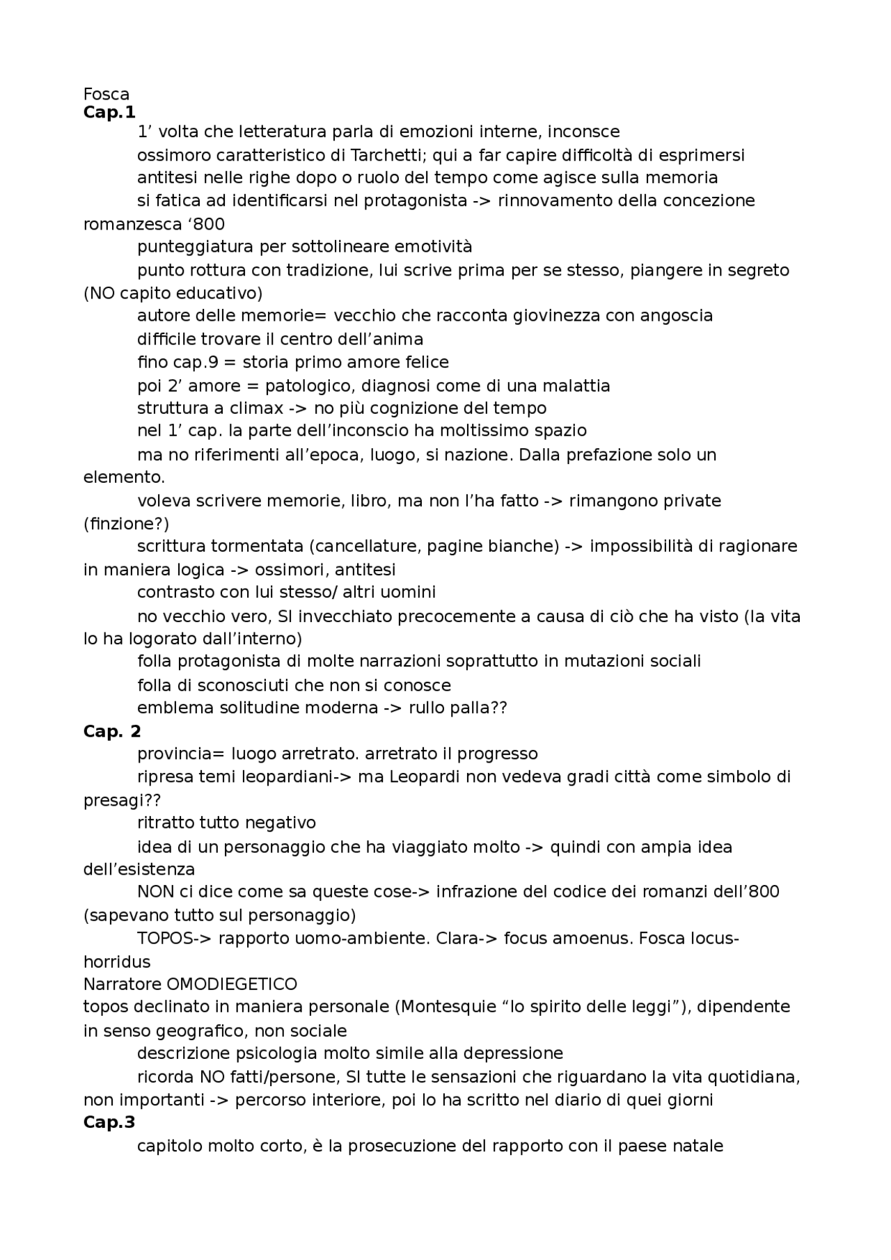 Appunti Fosca Di Tarchetti Docsity