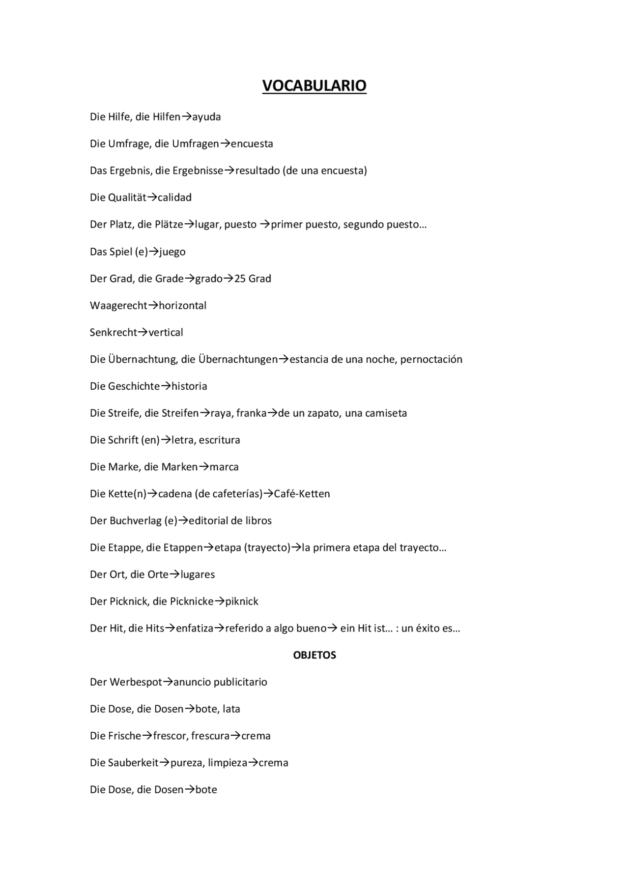 Vocabulario C1 alemán - Docsity
