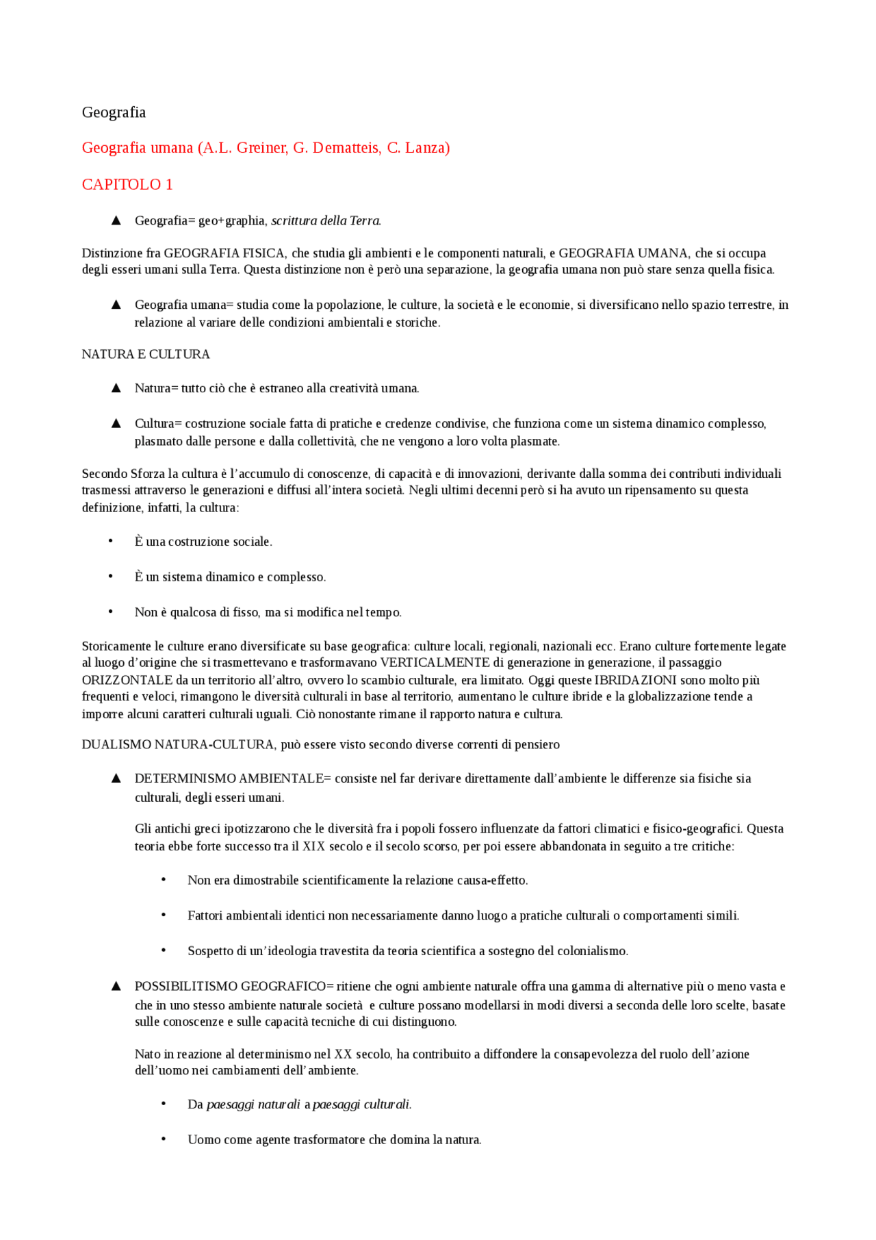 Geografia Umana Al Greiner G Demateis C Lanza Docsity