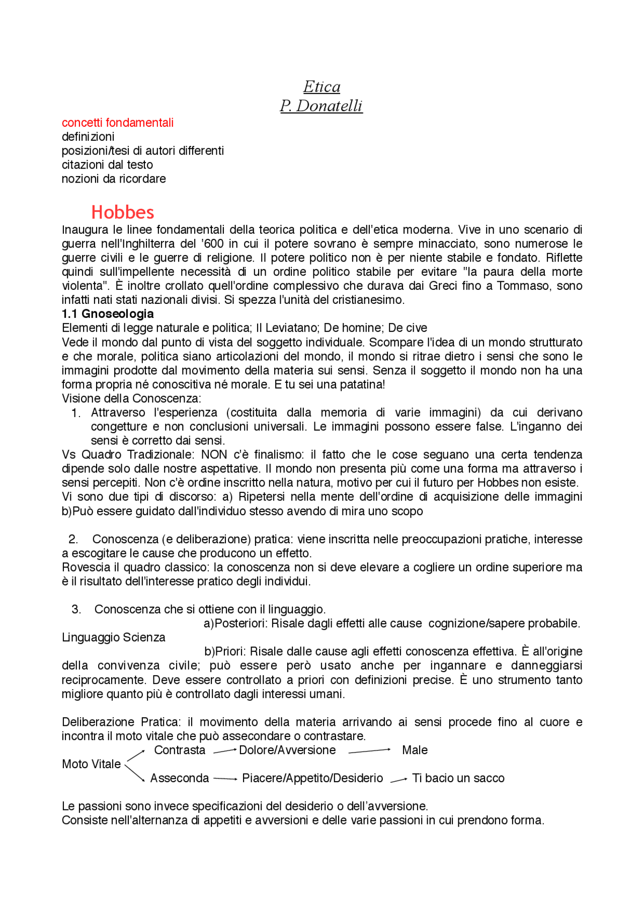 Riassunto Etica Donatelli Docsity