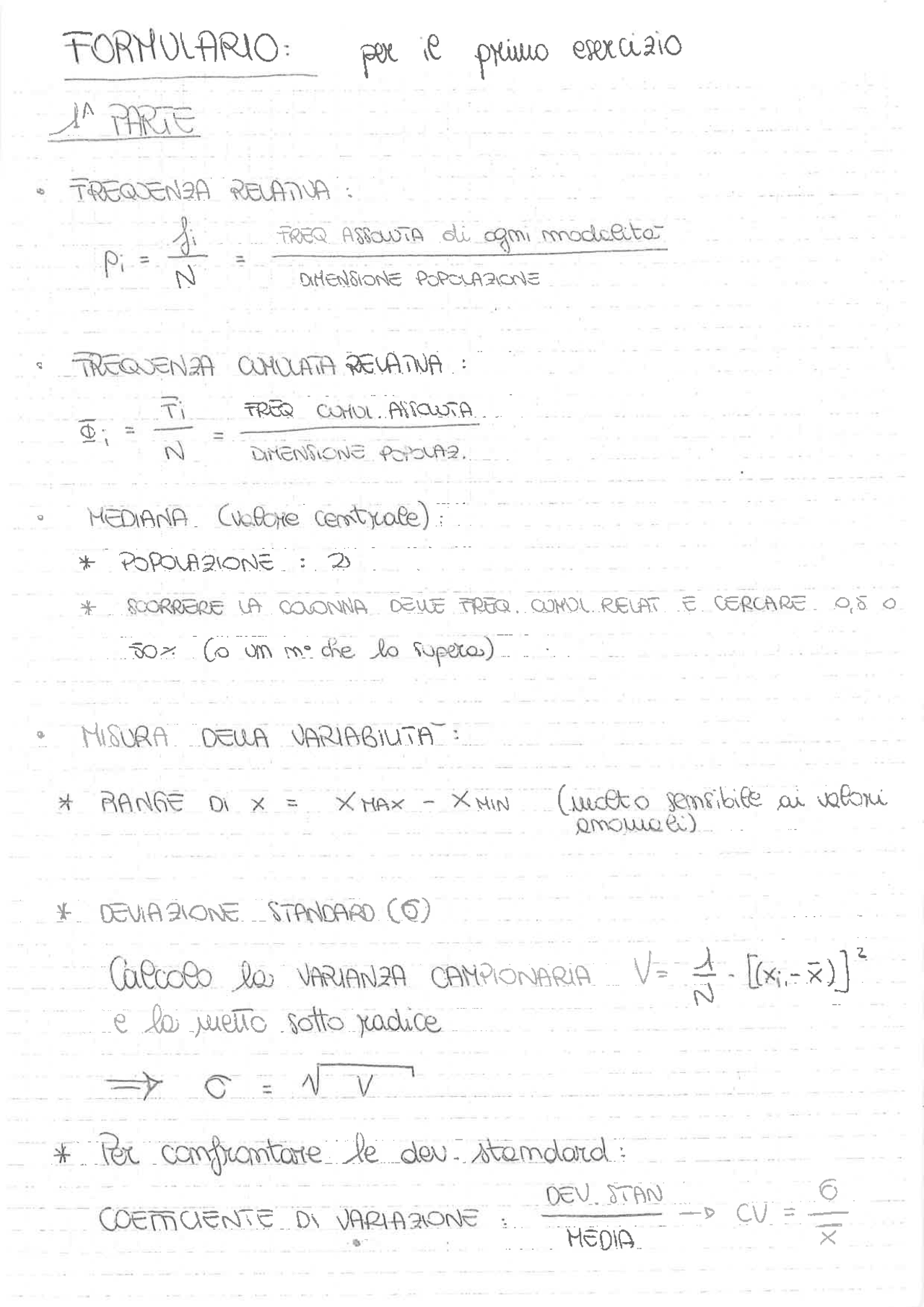Formulario Di Statistica Esame Prof Mecatti Unimib Docsity