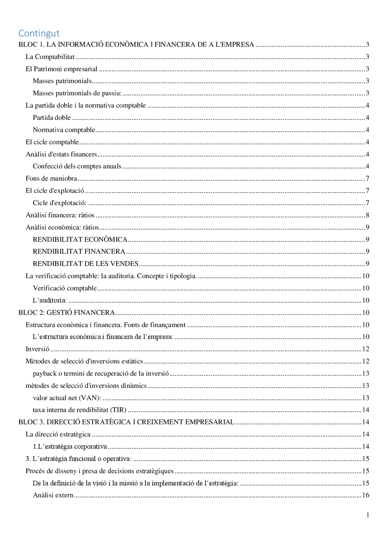 Resumen De Economia De Lempresa Para Selectivitat Docsity