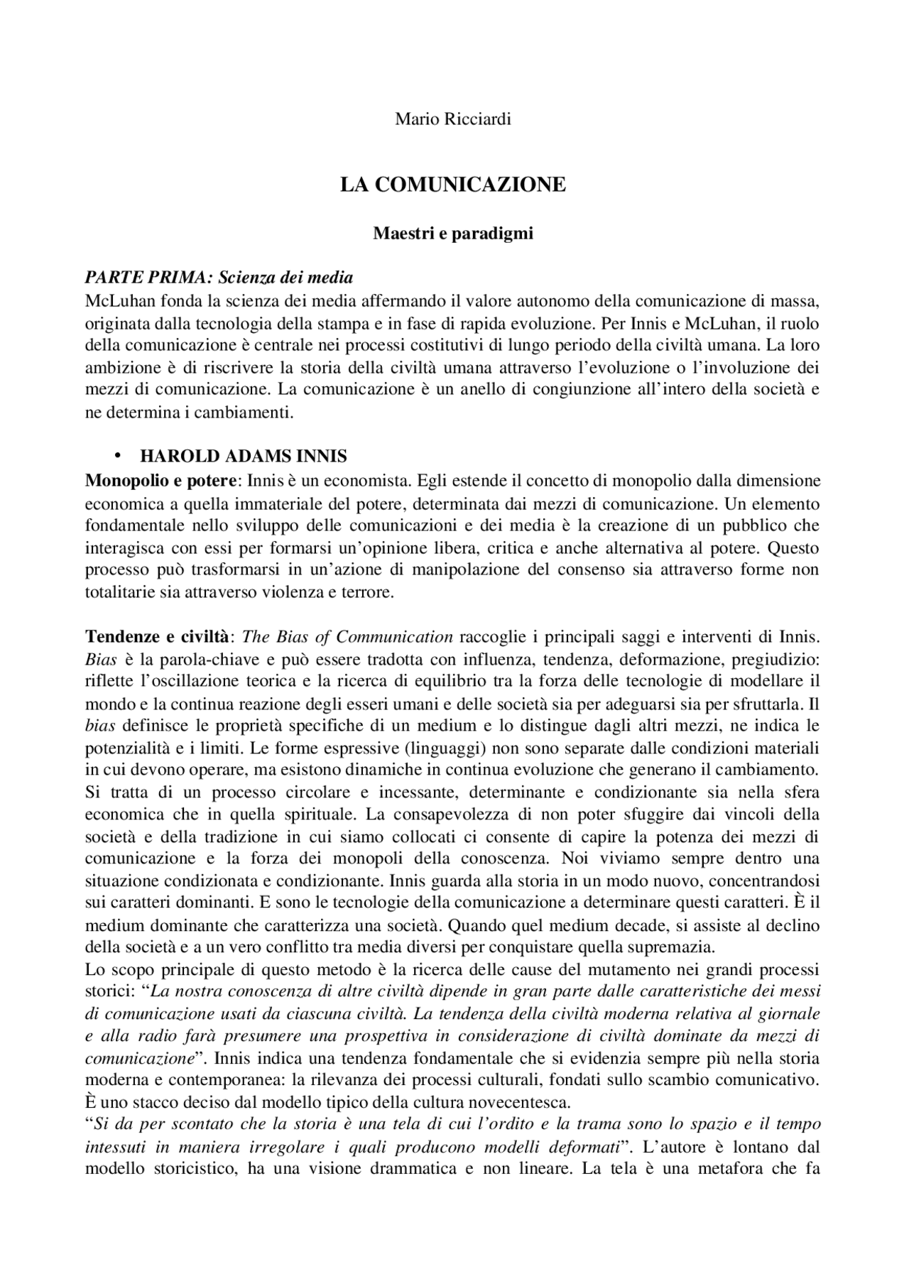 La Comunicazione Maestri E Paradigmi Docsity