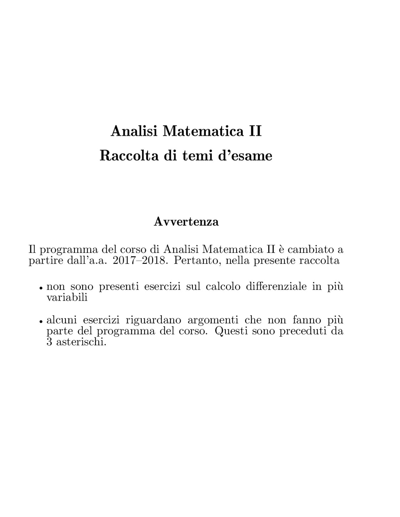 Raccolta Esami Analisi 2 Docsity