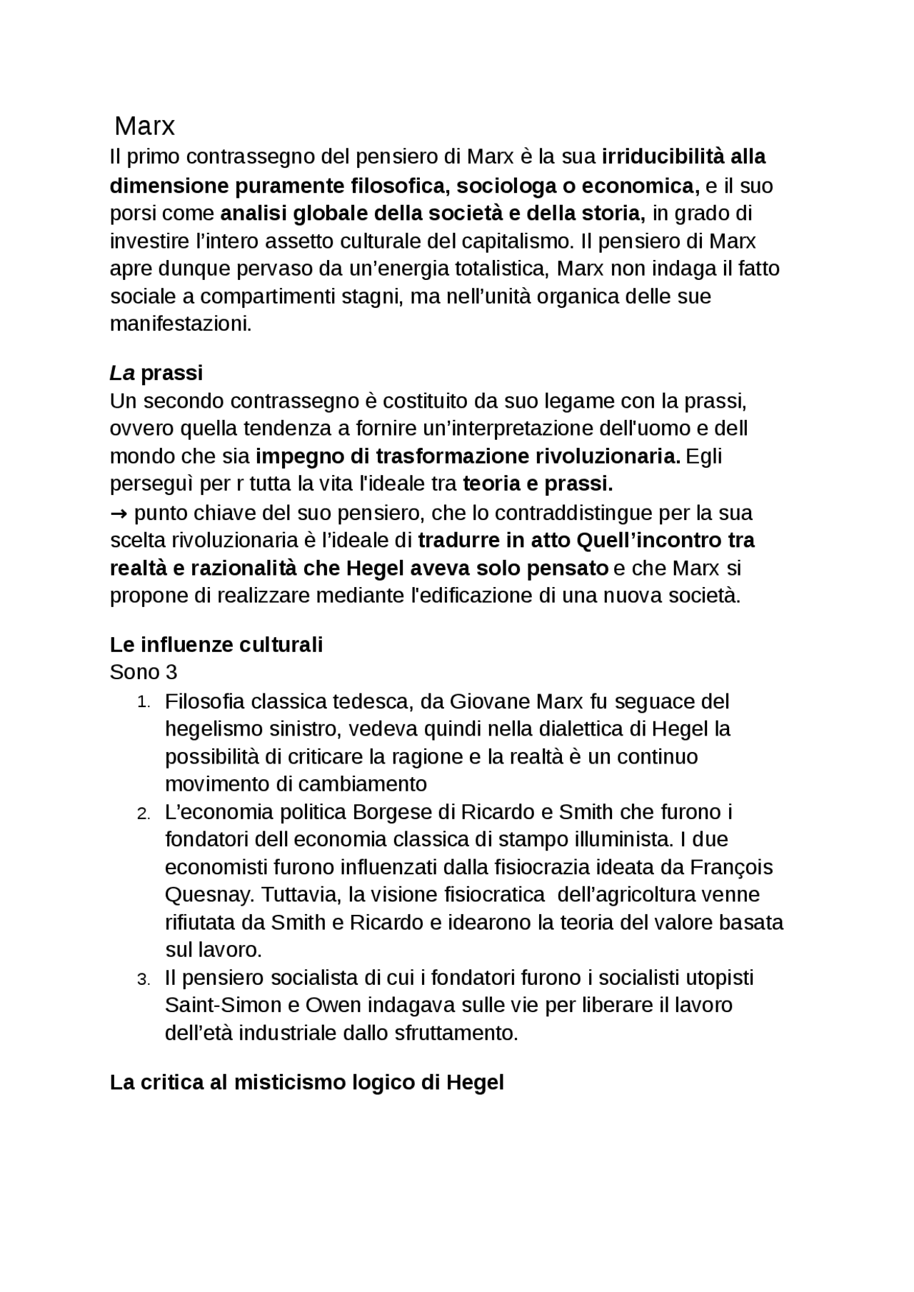 Karl Marx Riassunto Per Liceo Docsity