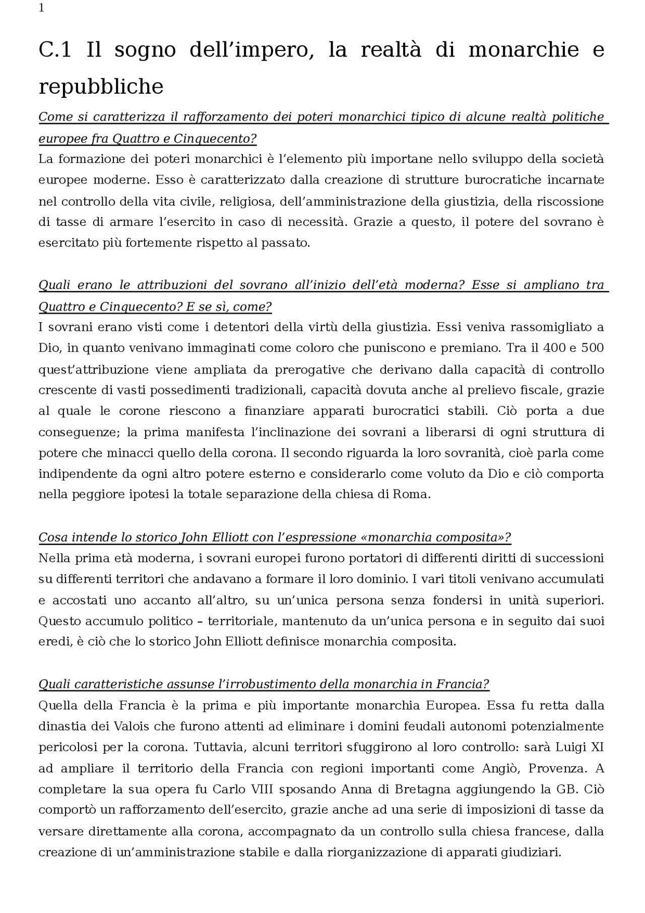 Riassunto Capitolo 1 Storia Moderna Docsity