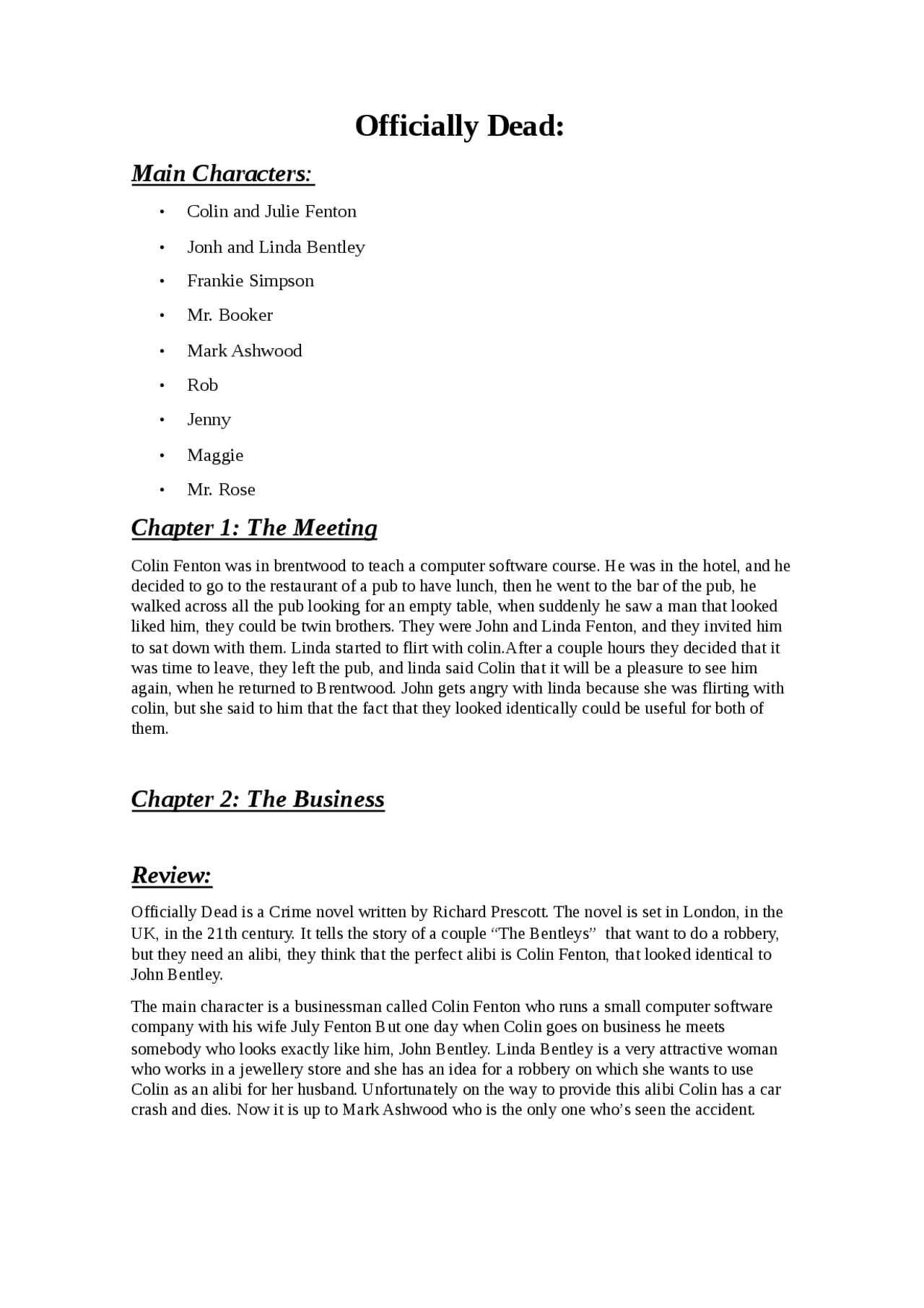 Officially Dead 1ºBTO - Docsity