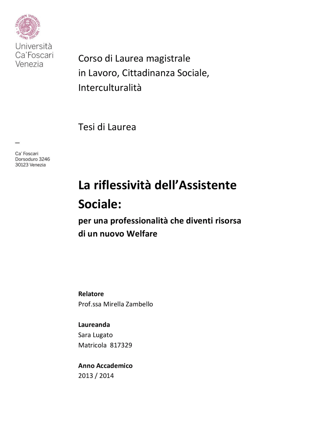 La Riflessività Dellassistente Sociale Docsity