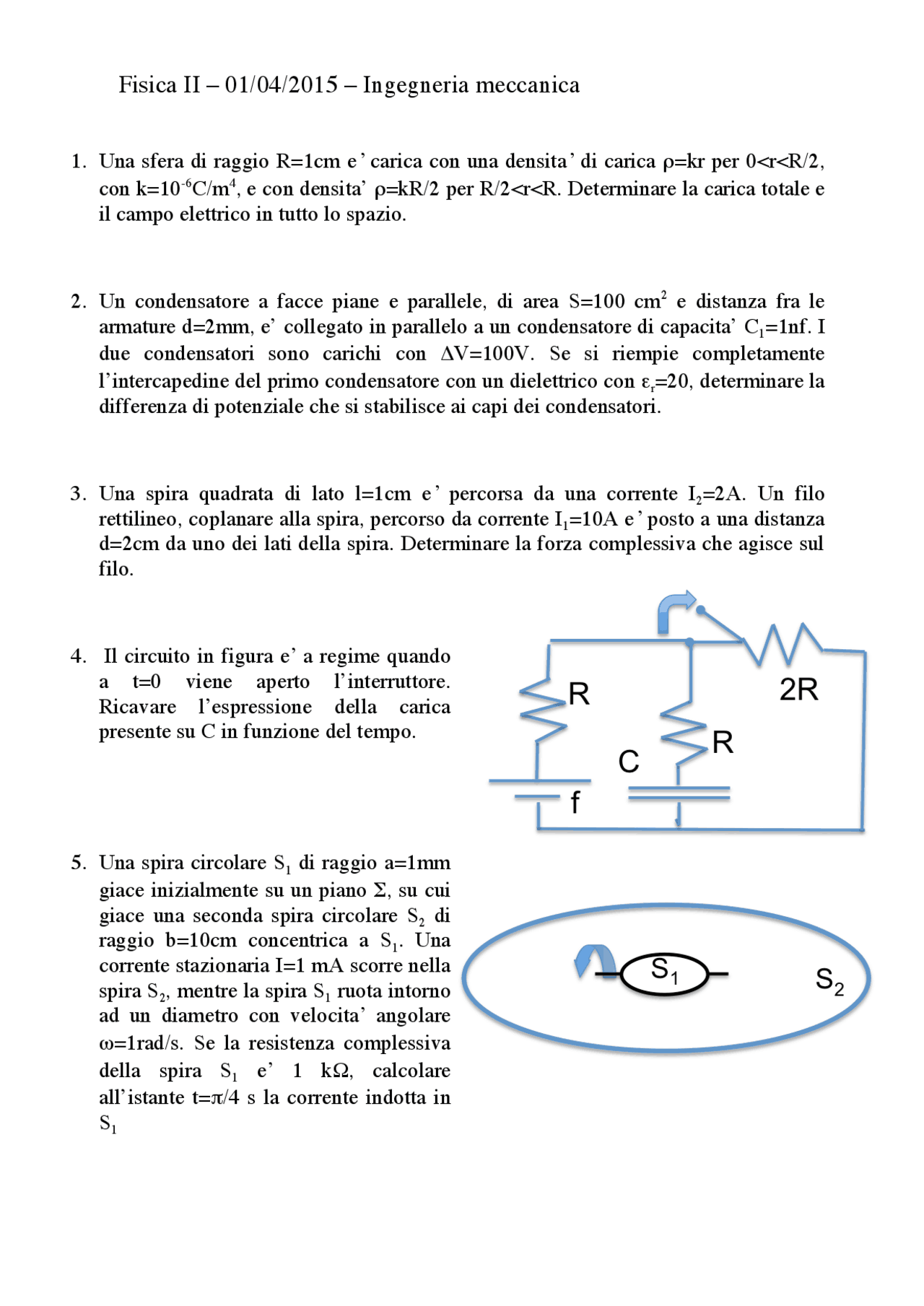 Esame Fisica Ii Elettromagnetismo Docsity