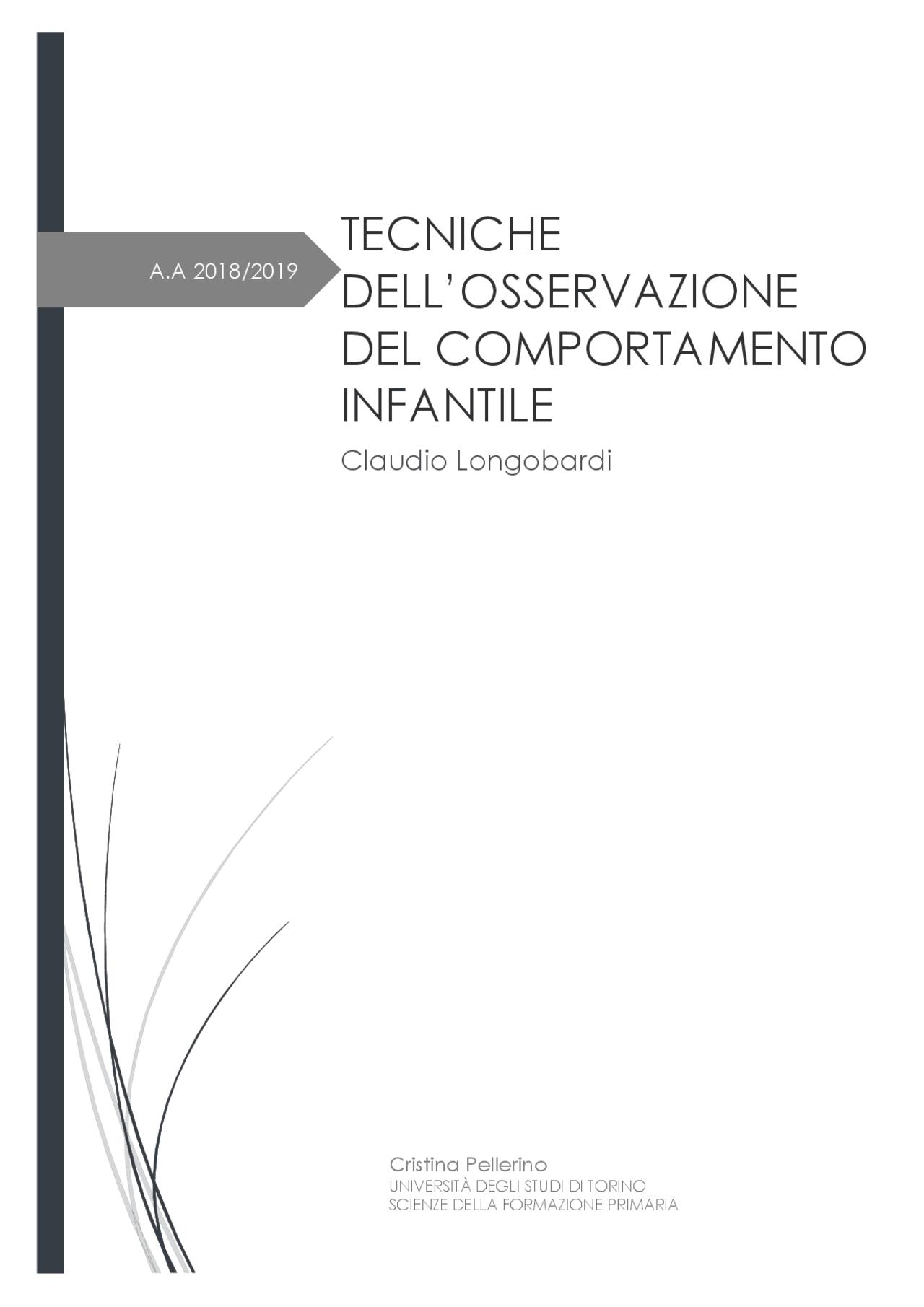Appunti Corso Di Tecniche Di Osservazione Del Comportamento Infantile
