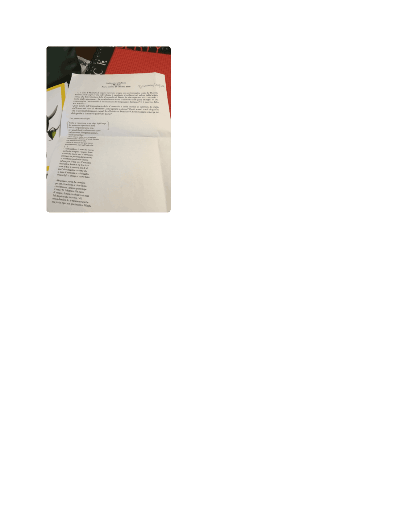 Esame Primo Modulo Letteratura Italiana Profssa Dalessandro Docsity