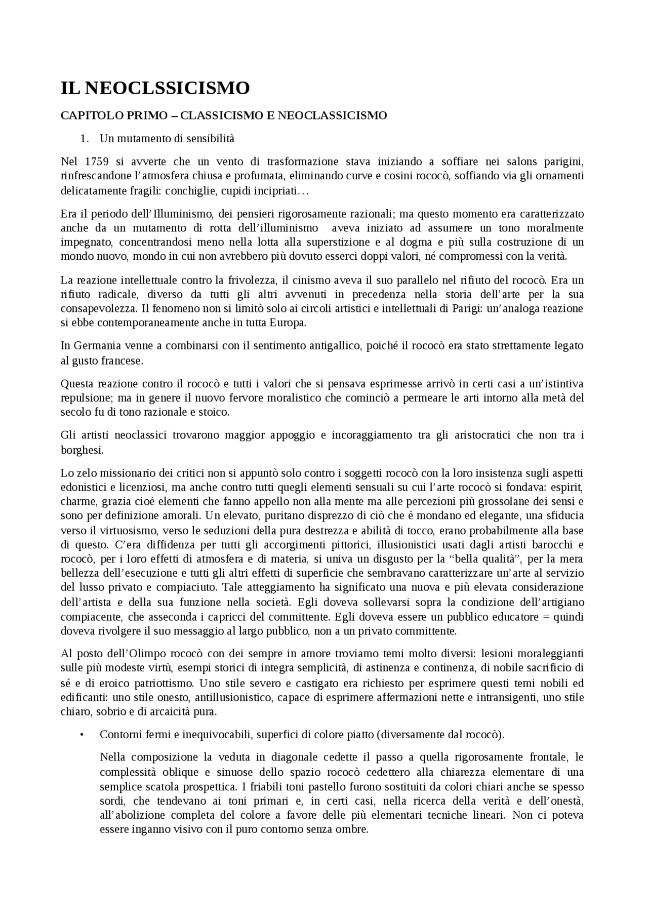 Il Neoclassicismo Hhonour Docsity