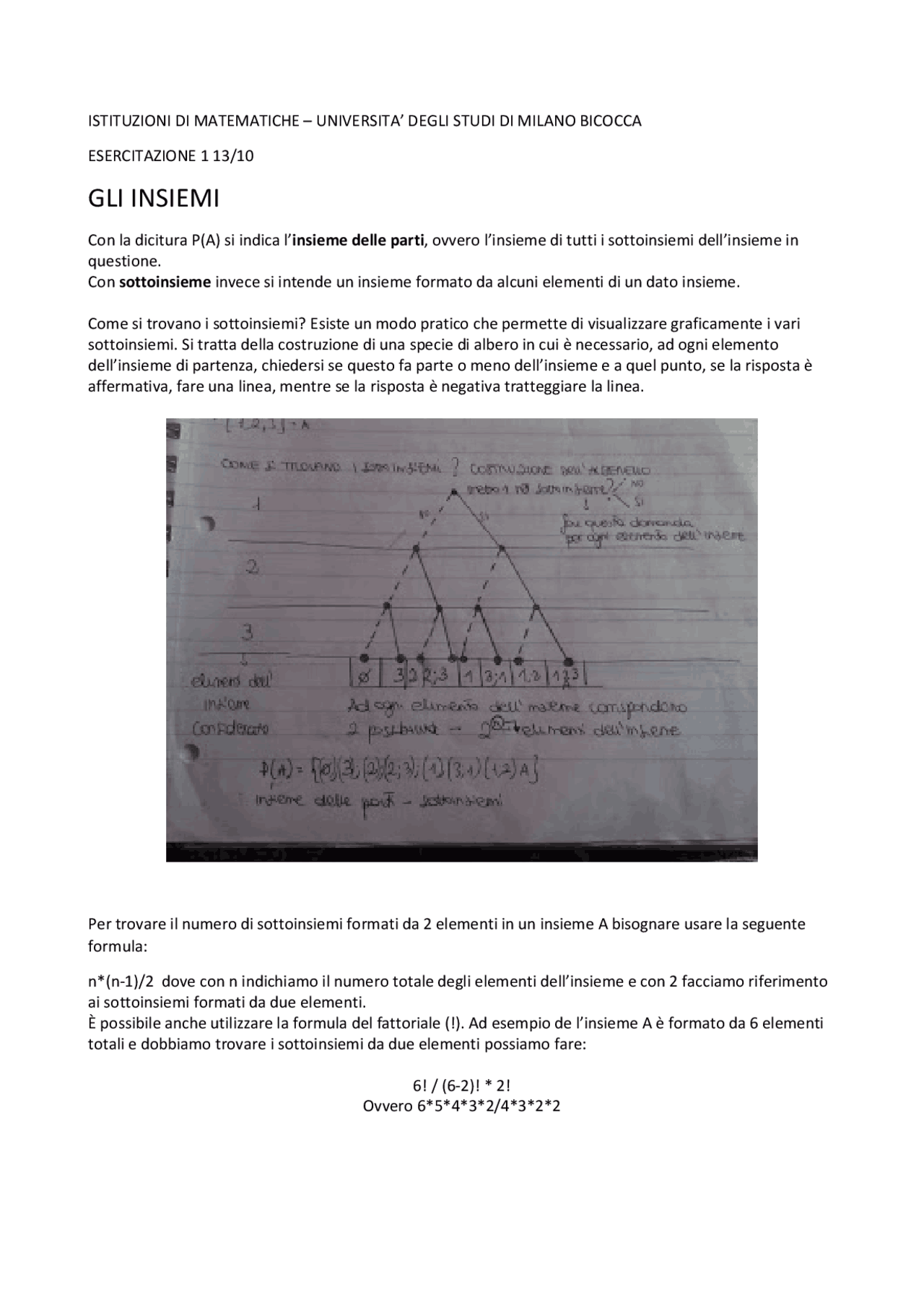 Appunti Esercitazioni Di Istituzioni Di Matematiche Prof Bertacchi E