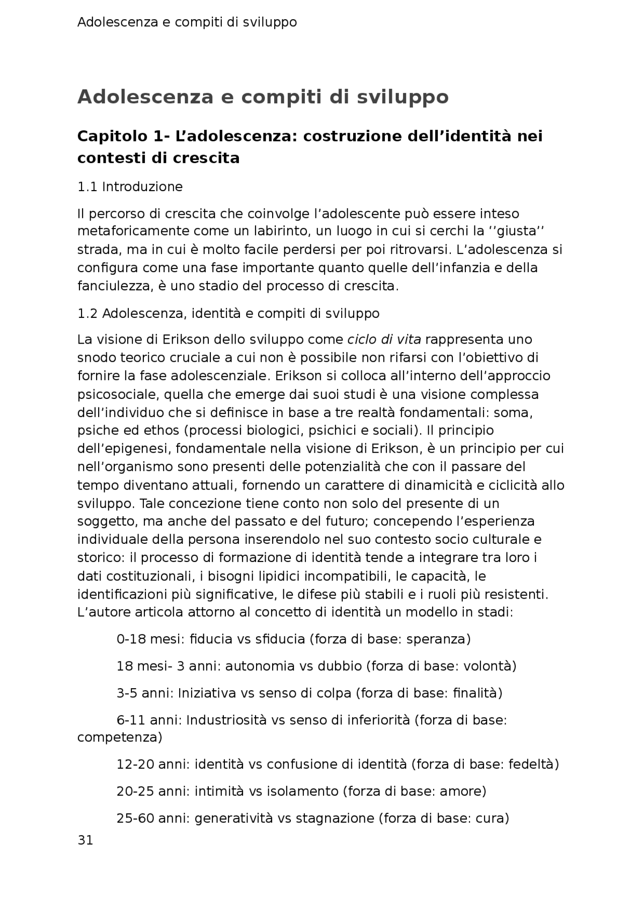 Adolescenza E Compiti Di Sviluppo Docsity