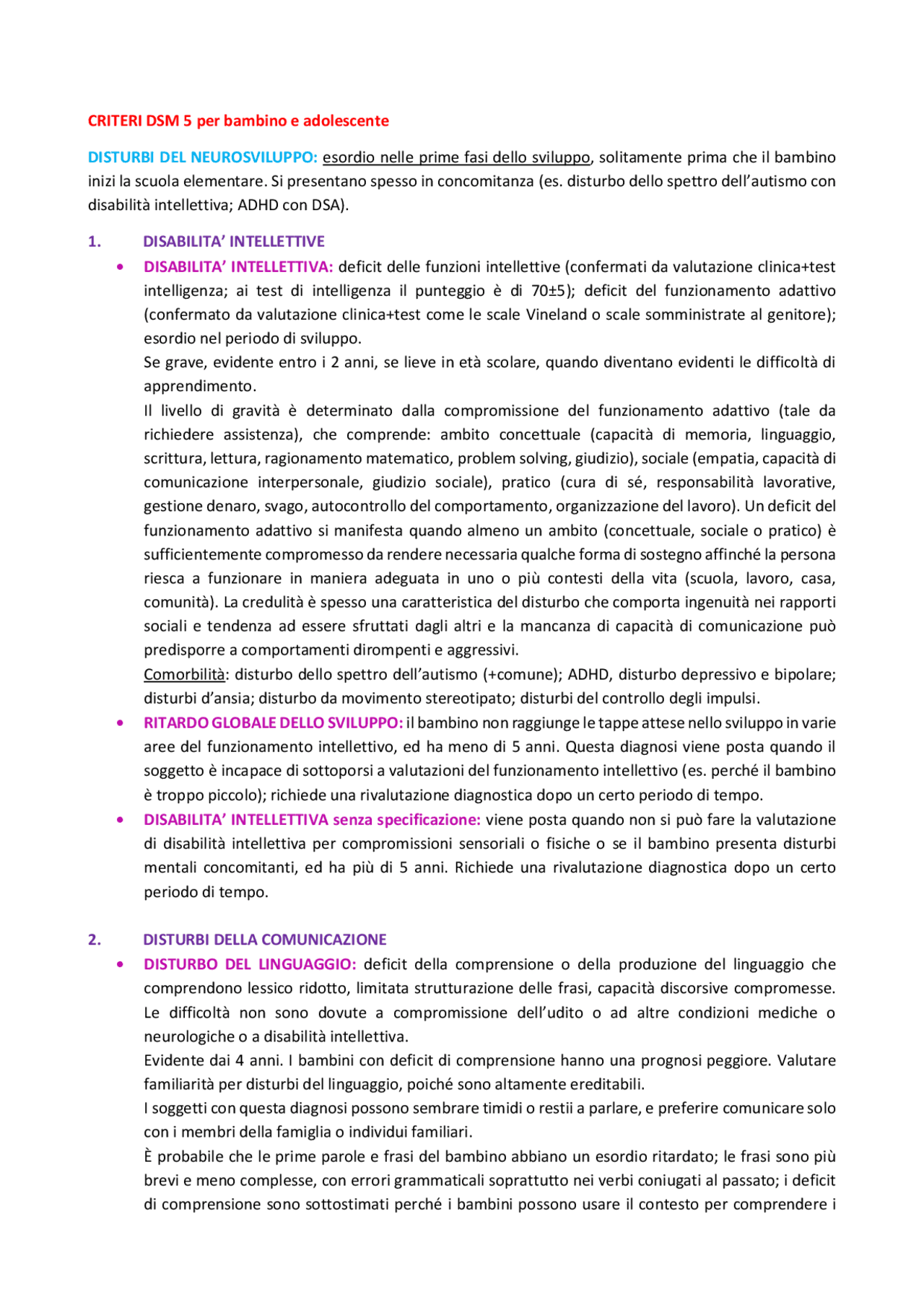 Criteri dsm 5 adolescente - Docsity