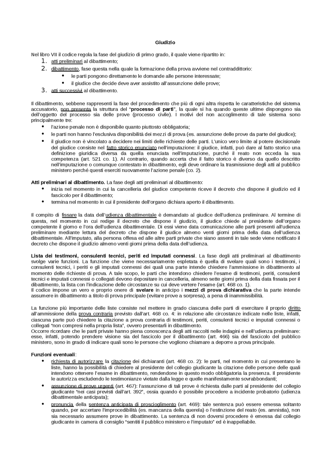 Riassunto Giudizio Di Primo Grado Docsity