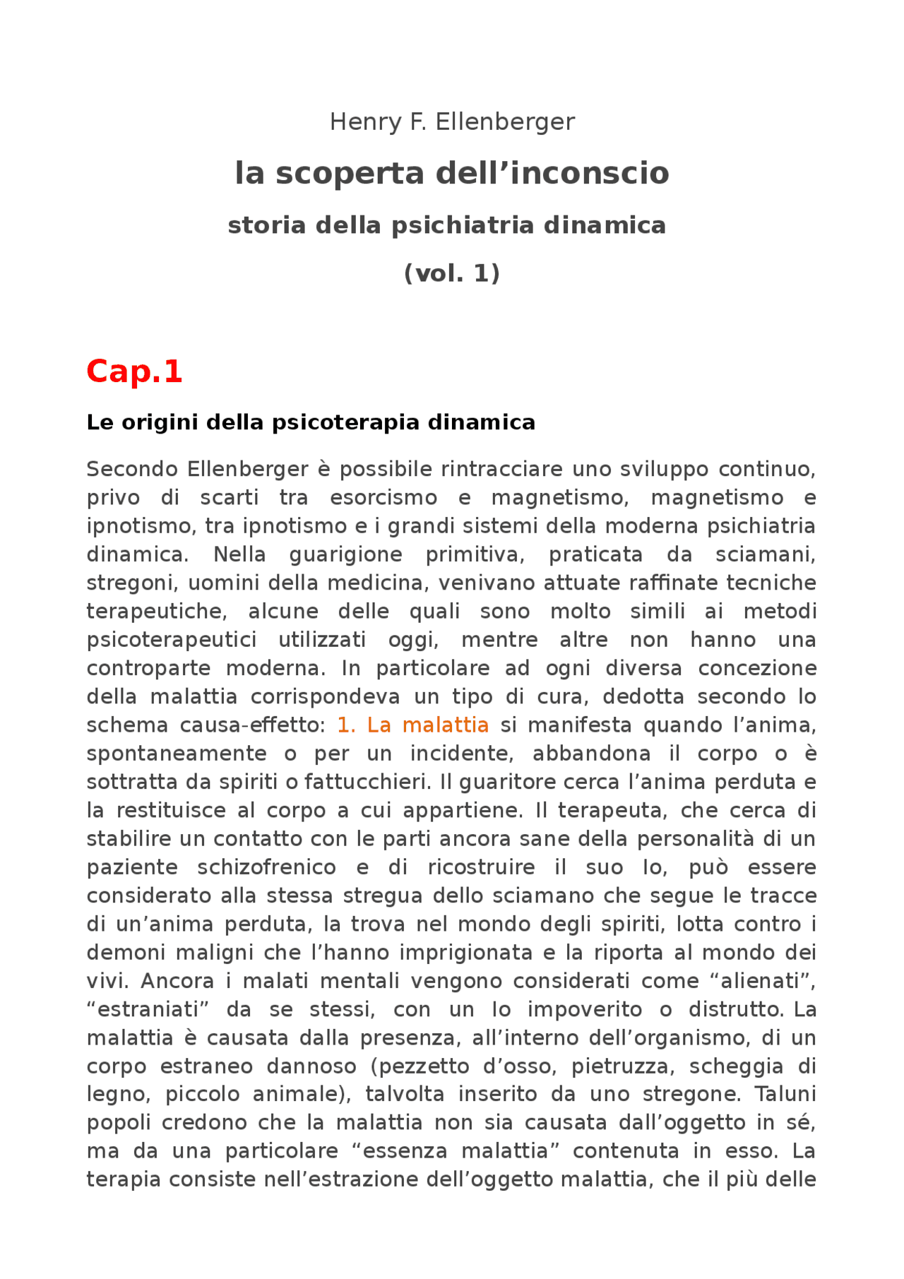 Riassunto Breve Ellemberger Docsity