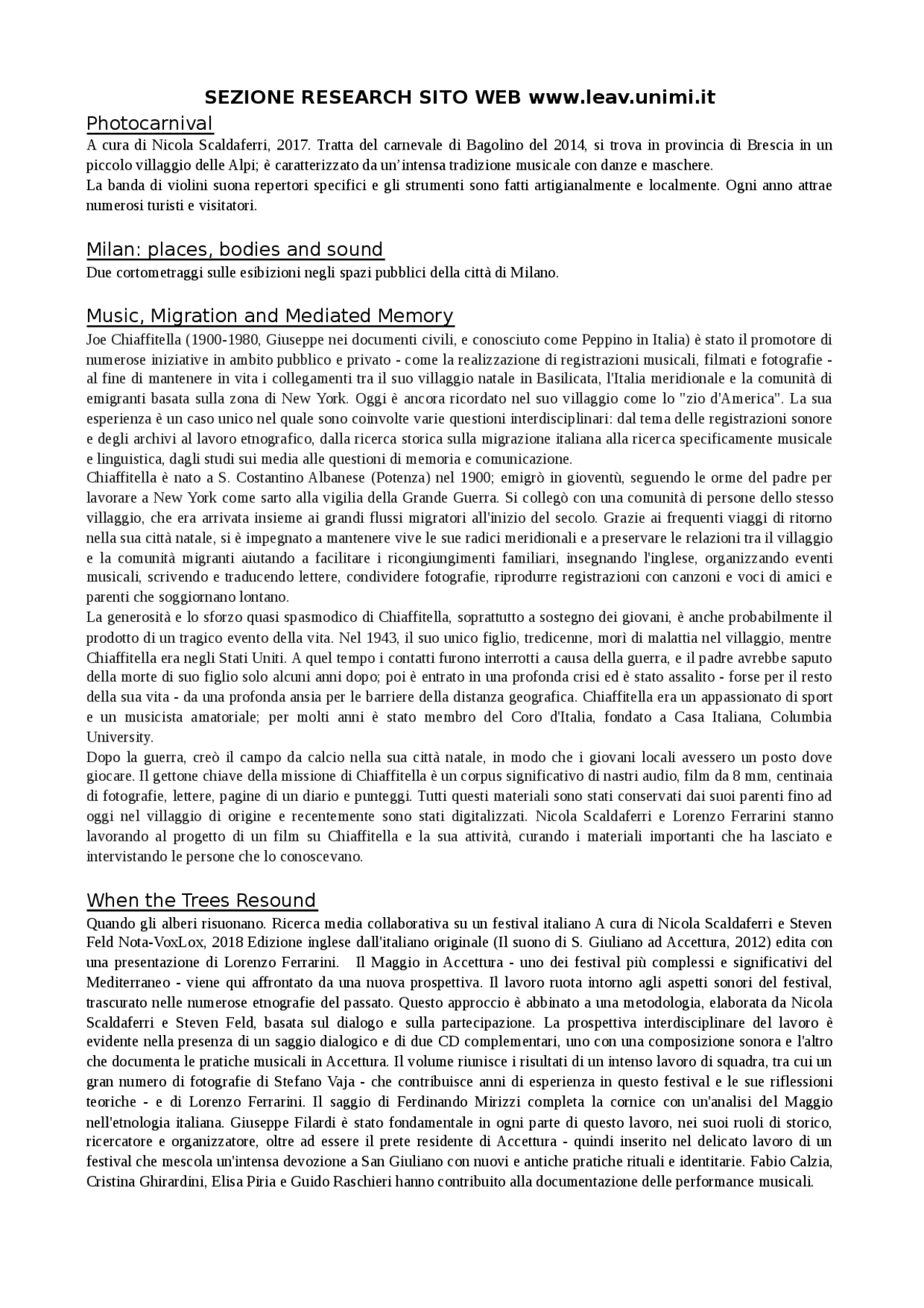 Riassunti Video Etnomusicologia Docsity