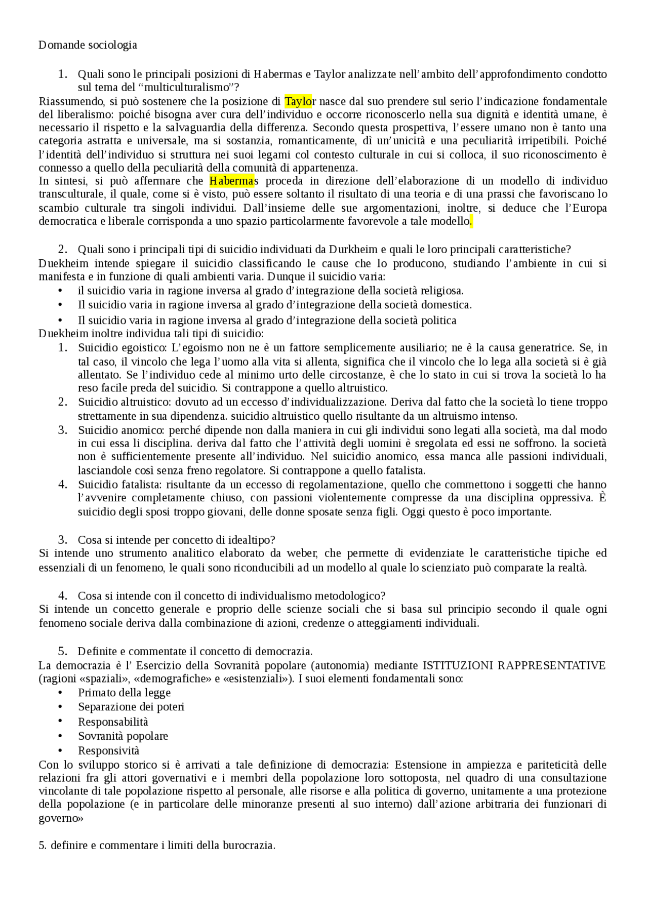 Domande E Risposte Sociologia Docsity