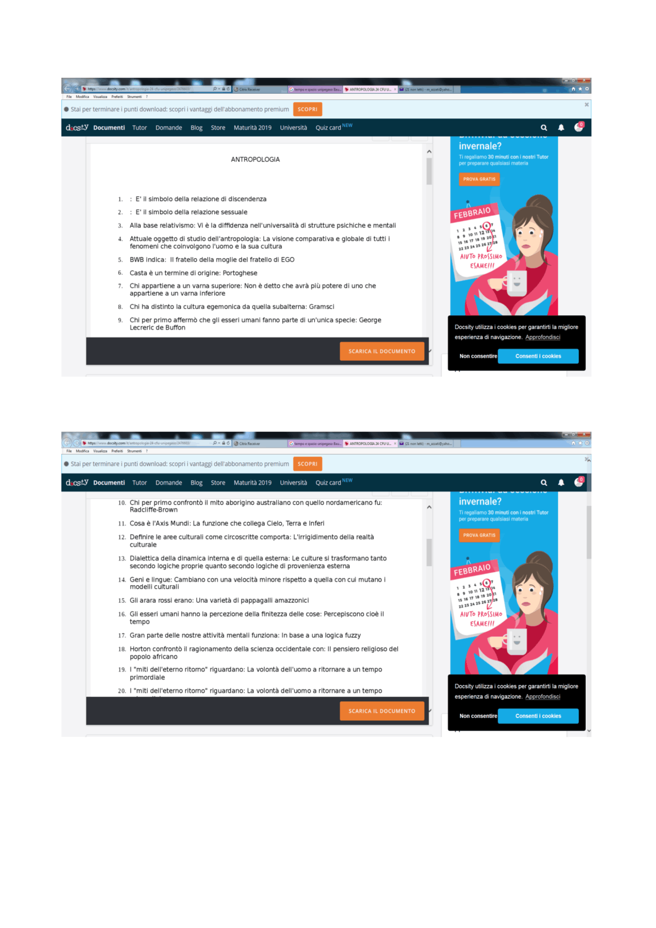 Risposte Test Antropologia 24 Cfu Unipegaso Docsity