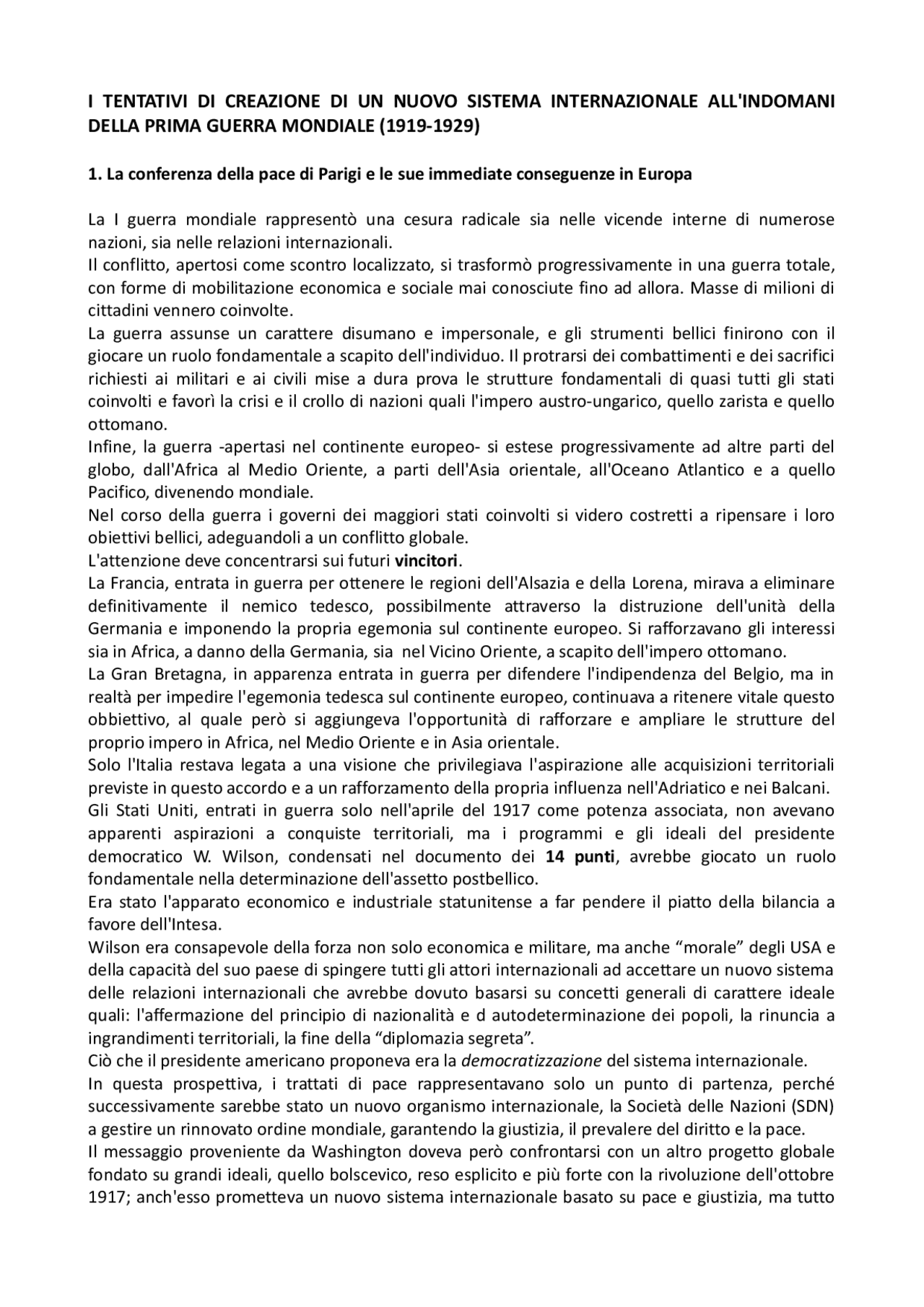 Storia Internazionale Dal 1919 A Oggi Di Antonio Varsori Docsity