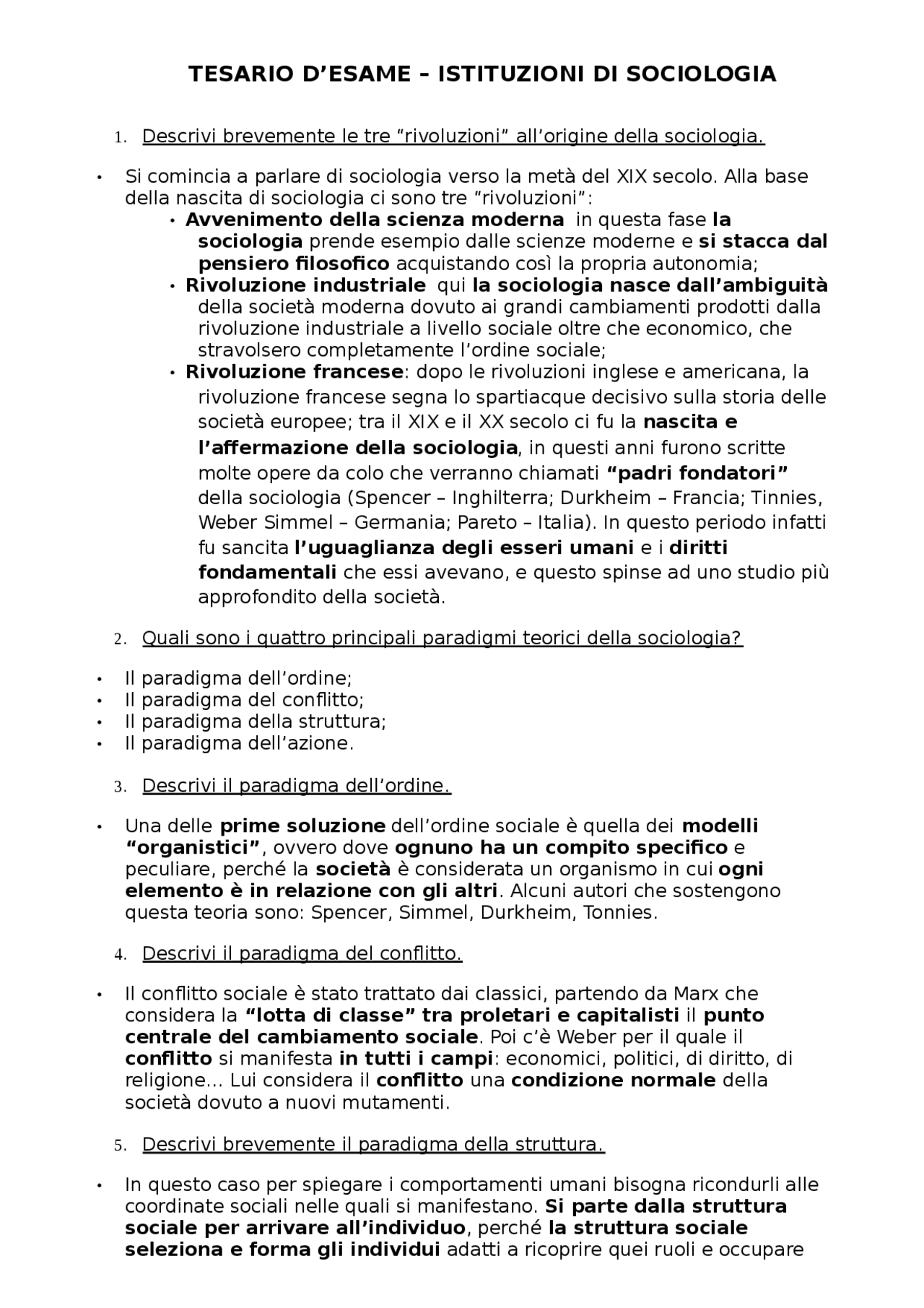 Istituzione Di Sociologia Docsity