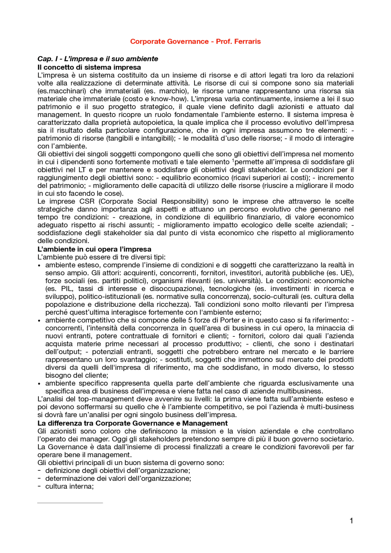 Corporate Governance Docsity