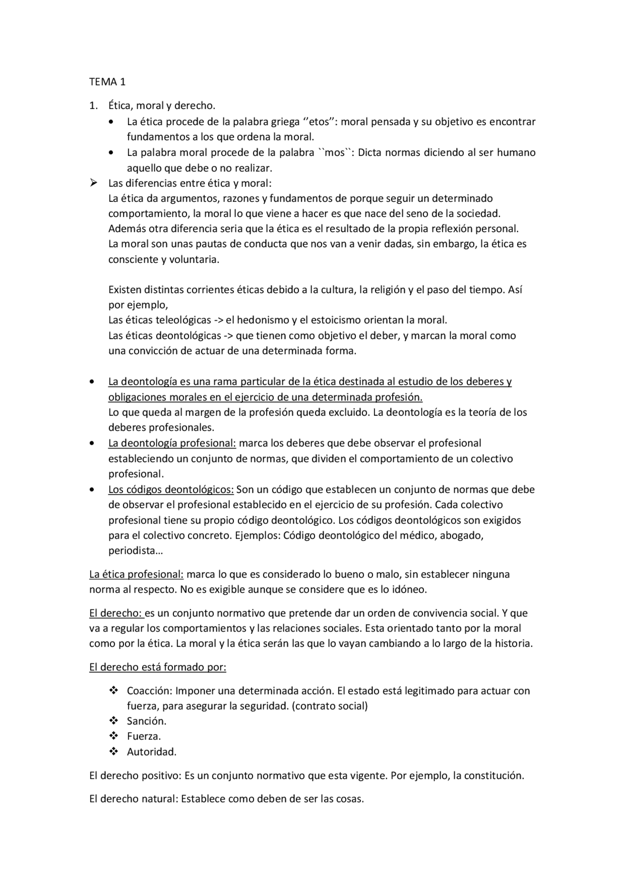 Temario Completo Deontologia Primero Ade Docsity