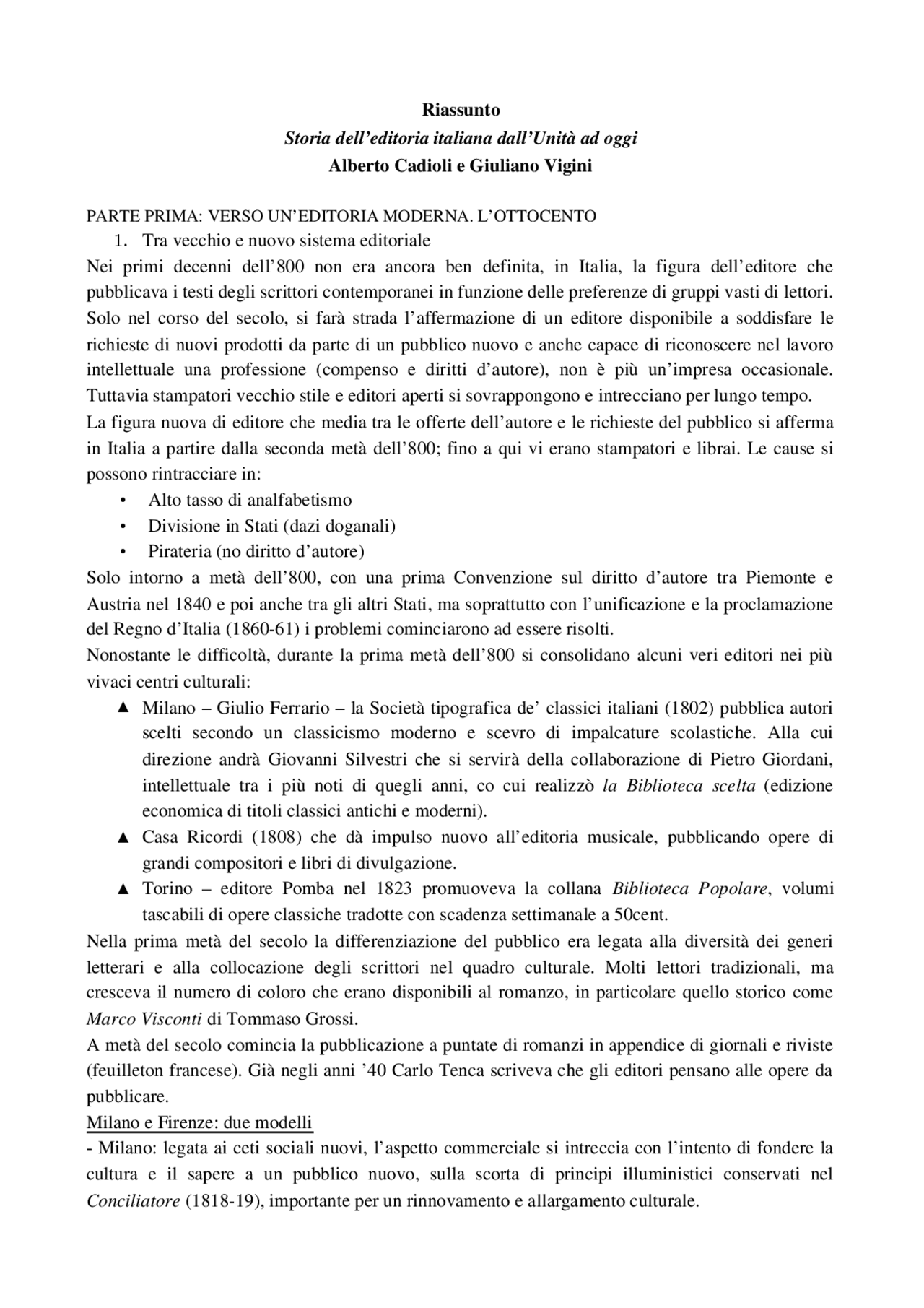 Letterati Editori Riassunto Docsity
