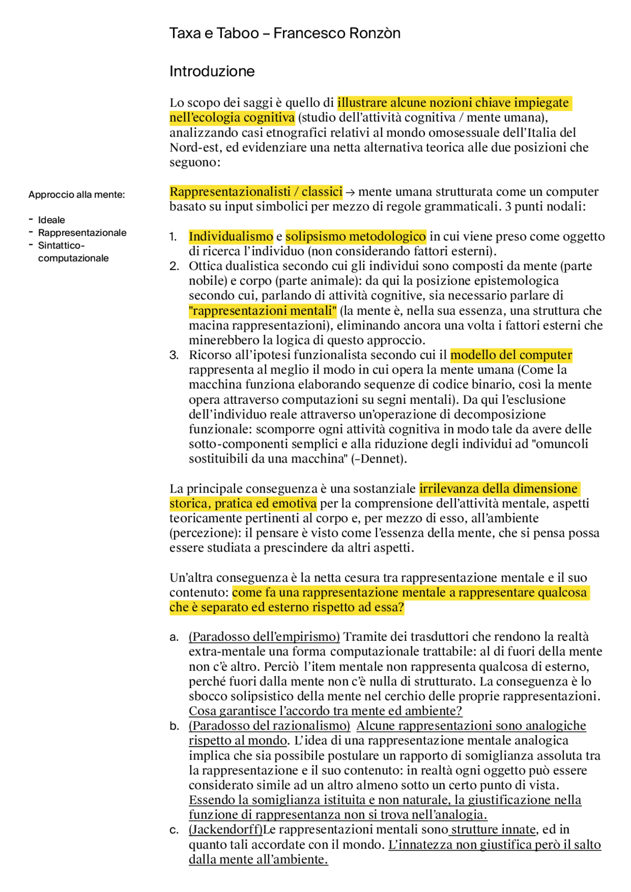 Taxa E Taboo Riassunto Introduzione Docsity